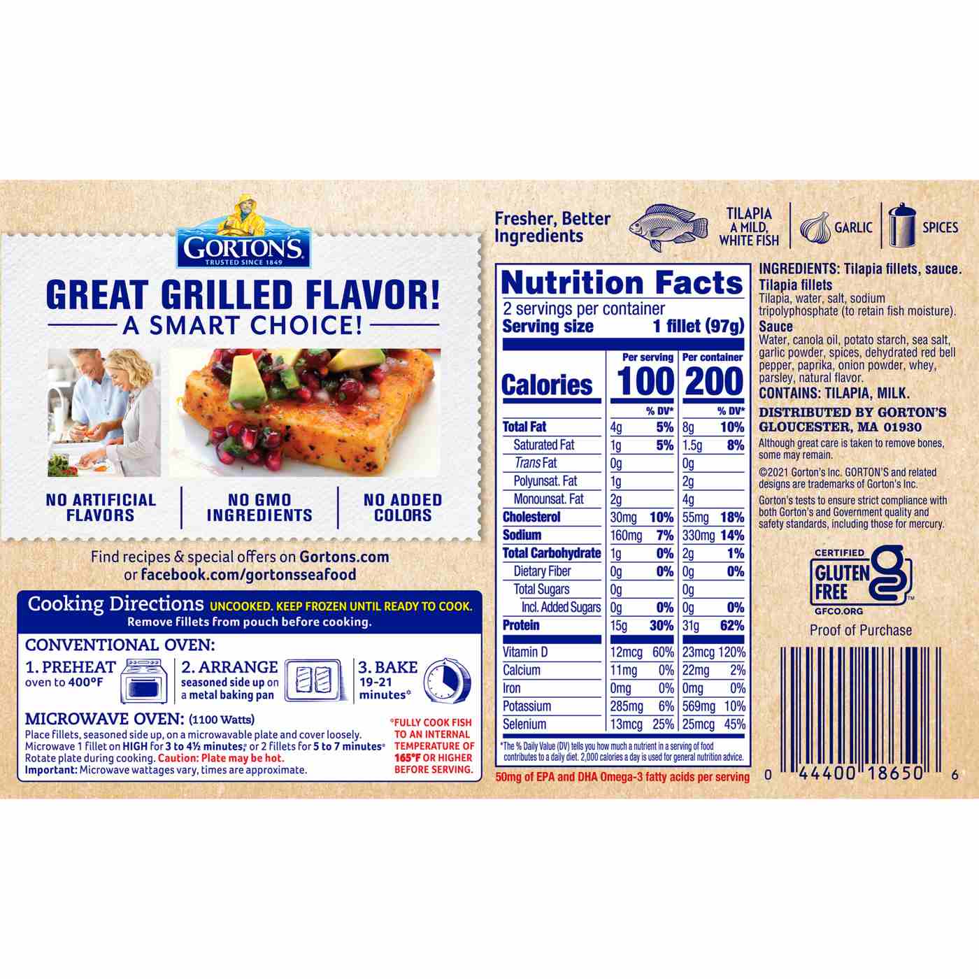 Gorton's Signature Flame Grilled Tilapia Fillets - Shop Fish at H-E-B