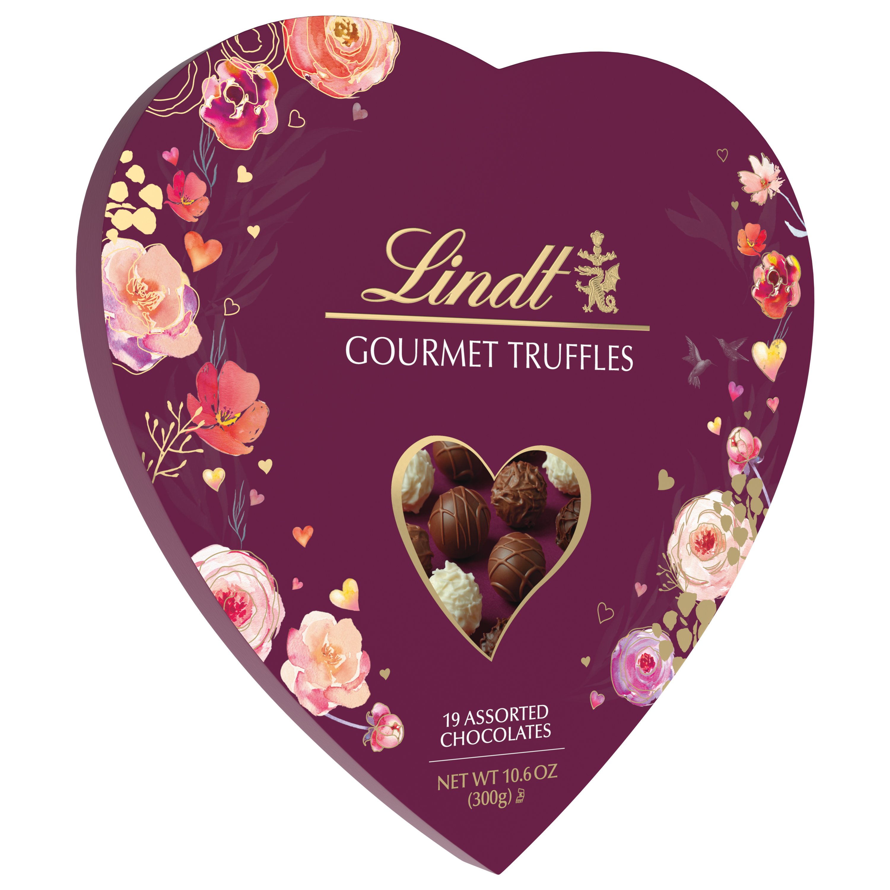 Lindt Lindor Gourmet Assorted Chocolate Truffles Valentine's Heart Gift ...