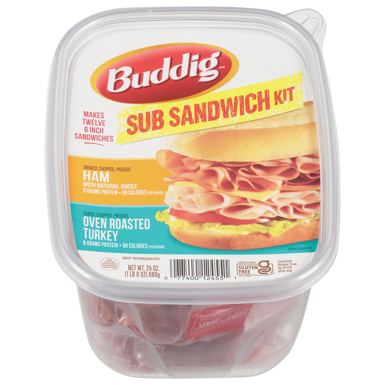 Buddig Sub Sandwich Kit - Oven Roasted Turkey & Smoked Ham , 24 oz ...