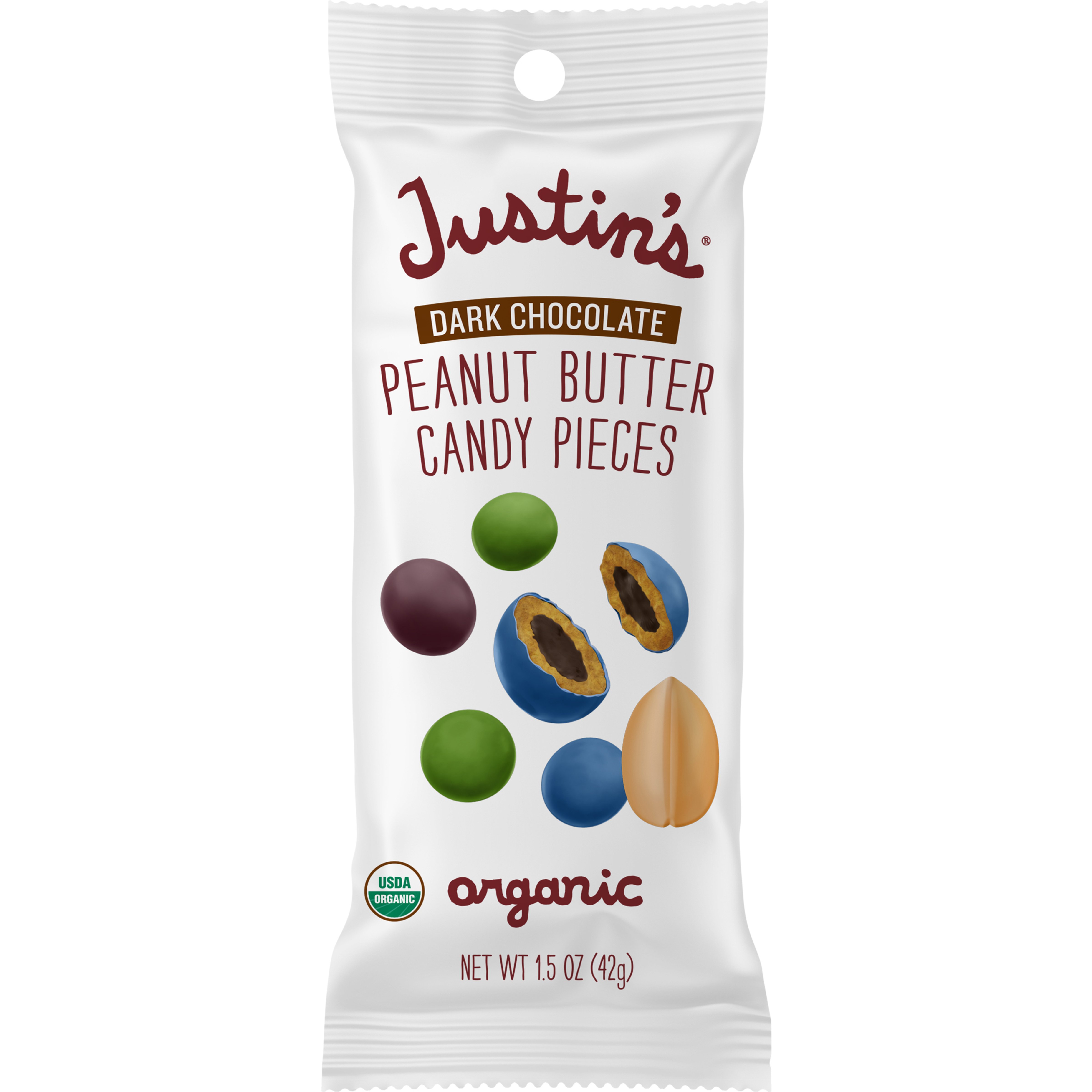 Justin's Organic Dark Chocolate Peanut Butter Candy Pieces - Shop Candy ...