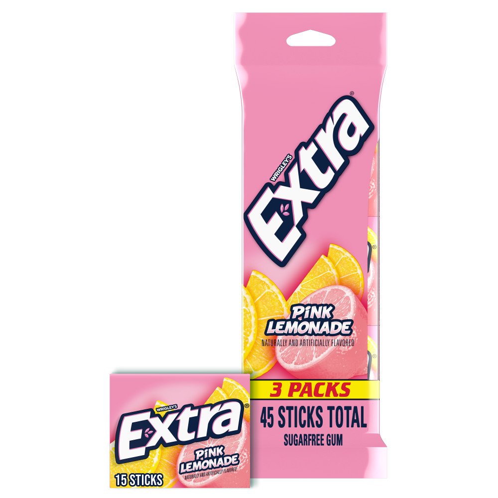 Extra Pink Lemonade Sugar Free Chewing Gum, 3 pk - Shop Gum & mints at ...