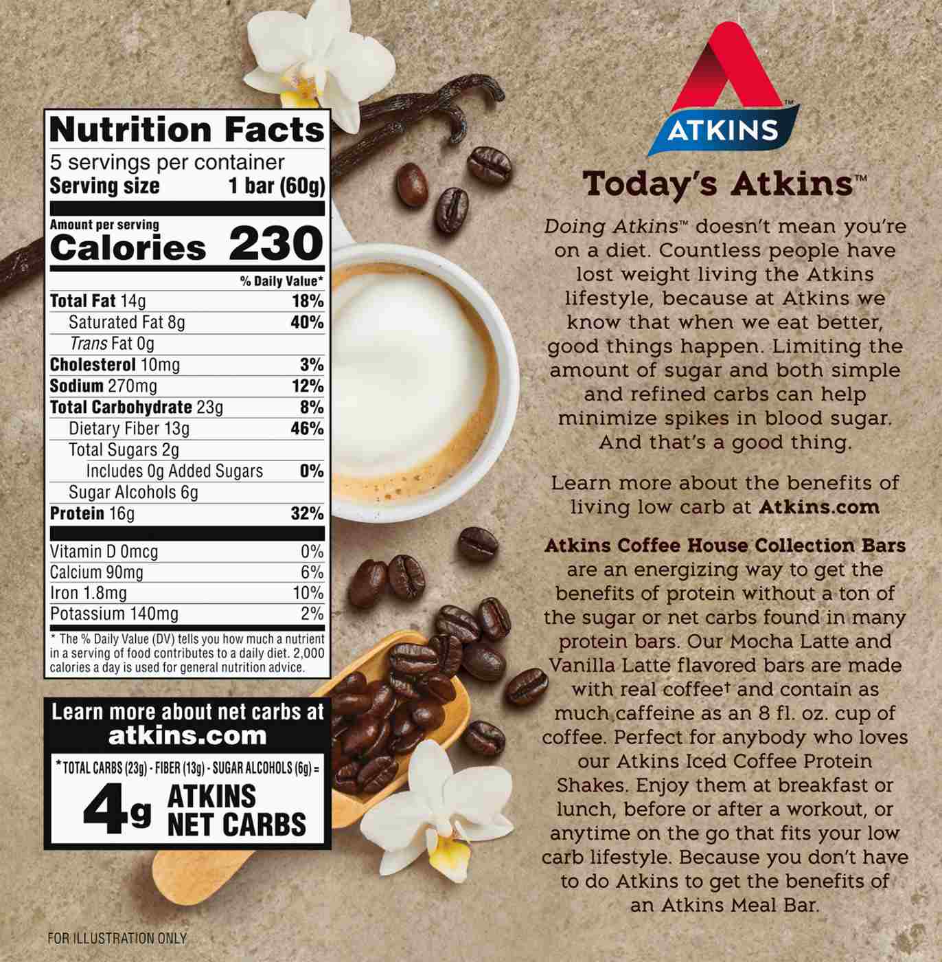 Atkins Coffee House Collection Bar - Vanilla Latte - Shop Diet ...