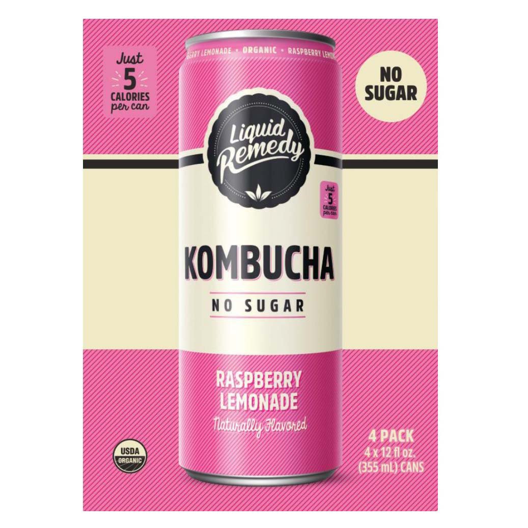 Liquid Remedy Kombucha No Sugar 4 pk Cans - Raspberry Lemonade - Shop ...