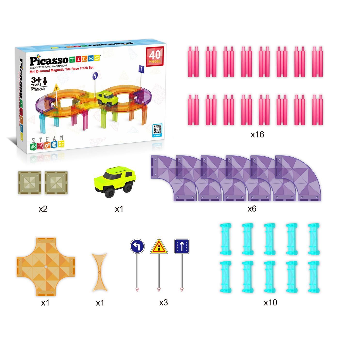 Picasso Tiles Mini Diamond Magnetic Tile Race Track Set - Shop Lego ...