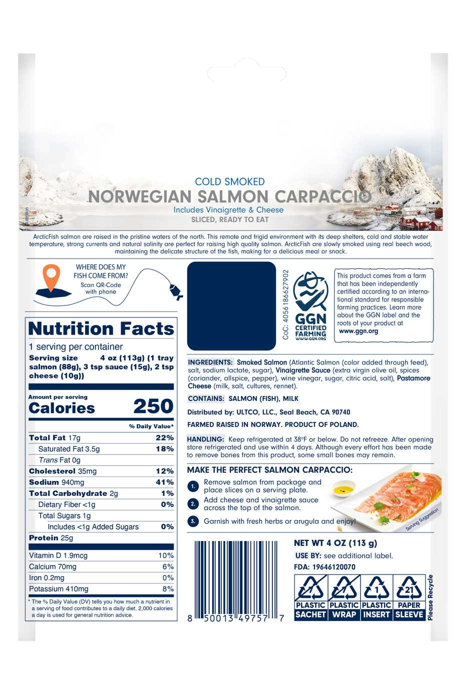 Arctic Fish Cold Smoked Norwegian Salmon Carpaccio - Shop Fish at H-E-B