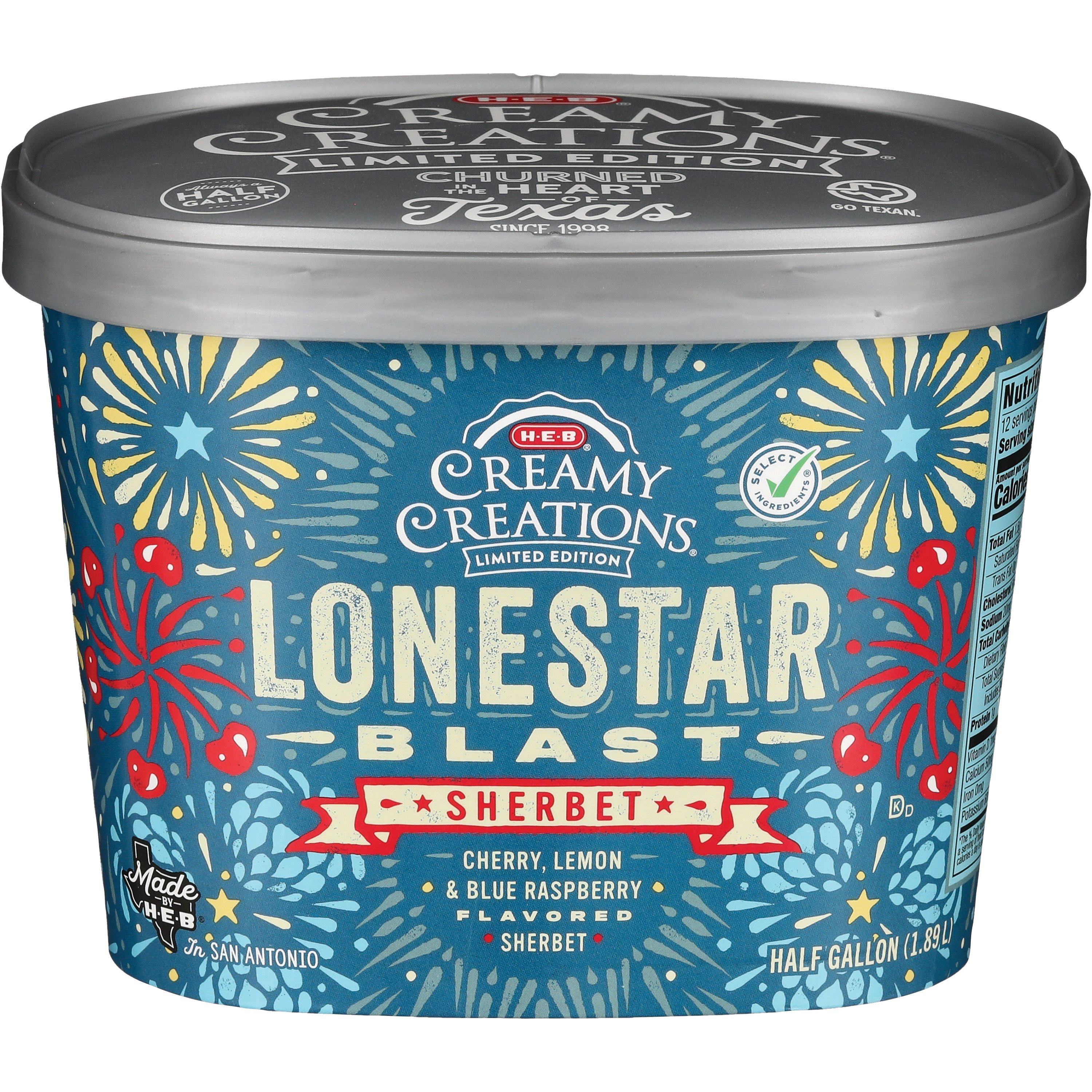 H-E-B Creamy Creations Lonestar Blast Sherbet - Shop Ice cream at H-E-B