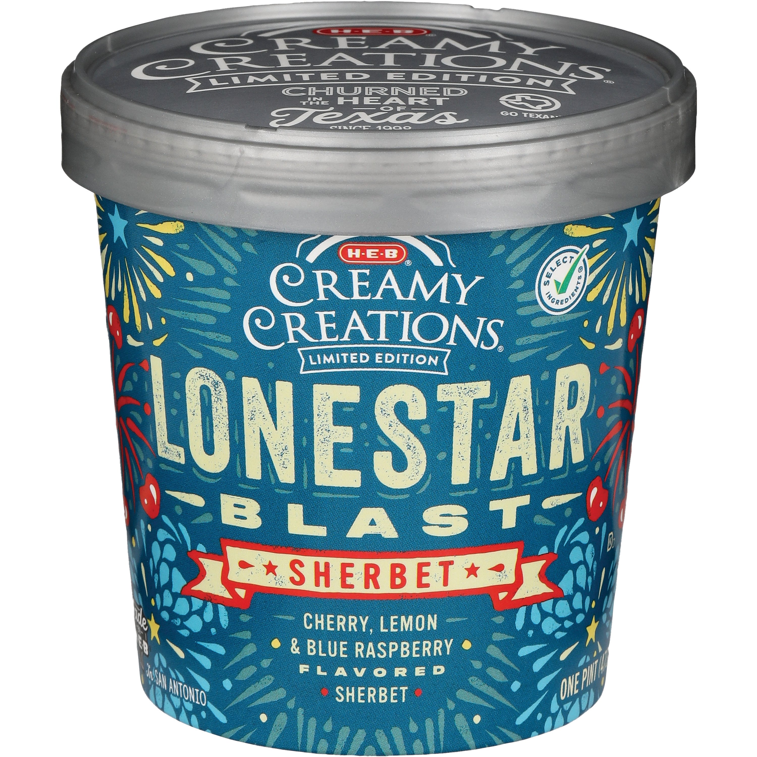 H-E-B Creamy Creations Lonestar Blast Sherbet - Shop Ice cream at H-E-B