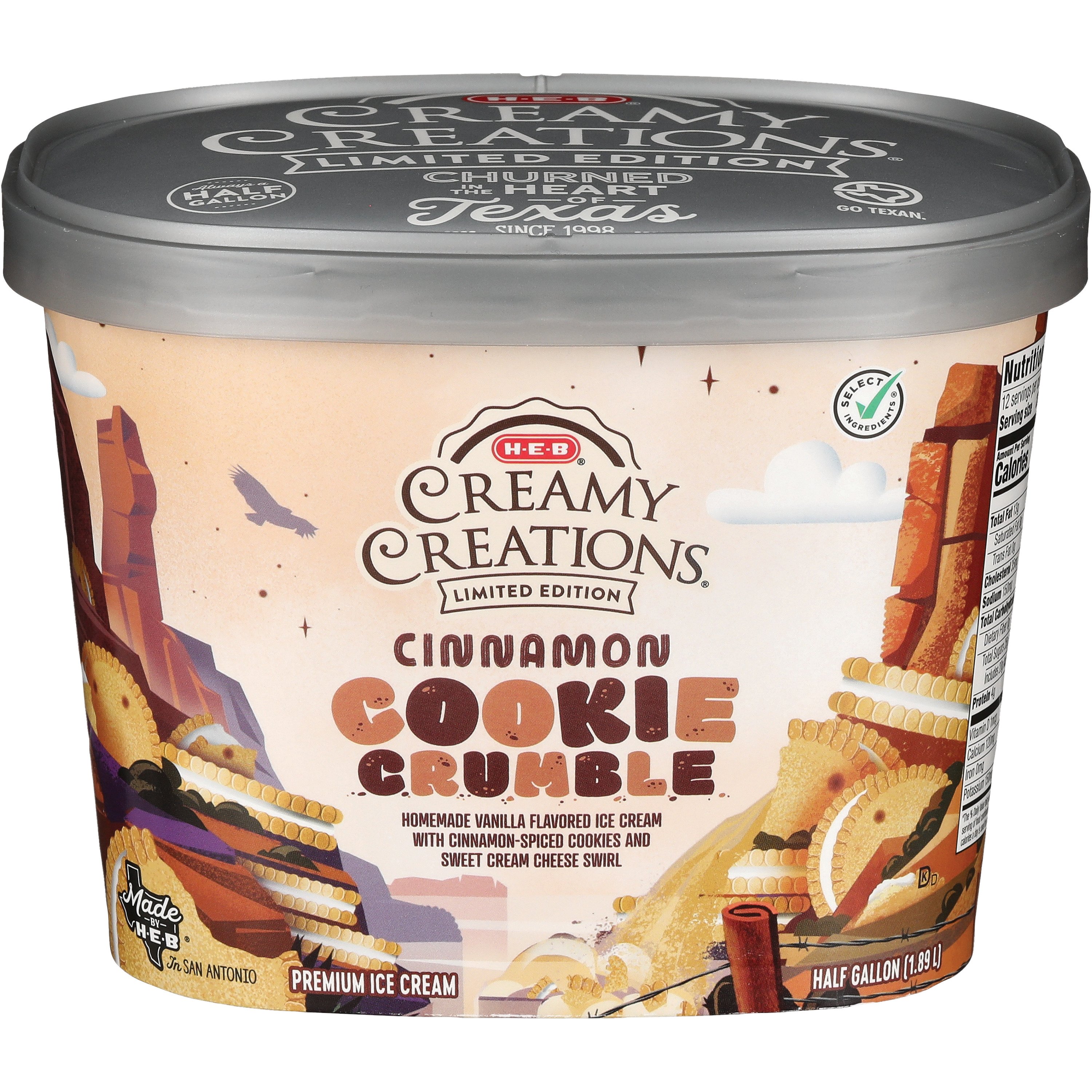 H-E-B Creamy Creations Limited Edition Cinnamon Cookie Crumble Ice ...