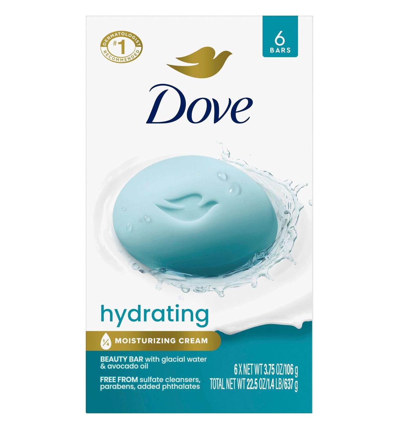 Dove Hydrating Beauty Bar Soap - Glacial Water & Avocado Oil - Shop Hand & bar soap at H-E-B