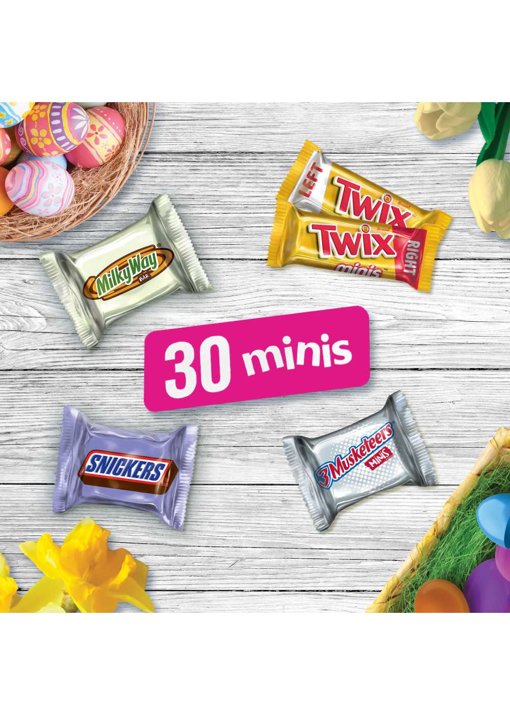 Snickers, Twix, Milky Way & 3 Musketeers Assorted Easter Mini Milk Chocolate Bars - Shop Candy ...