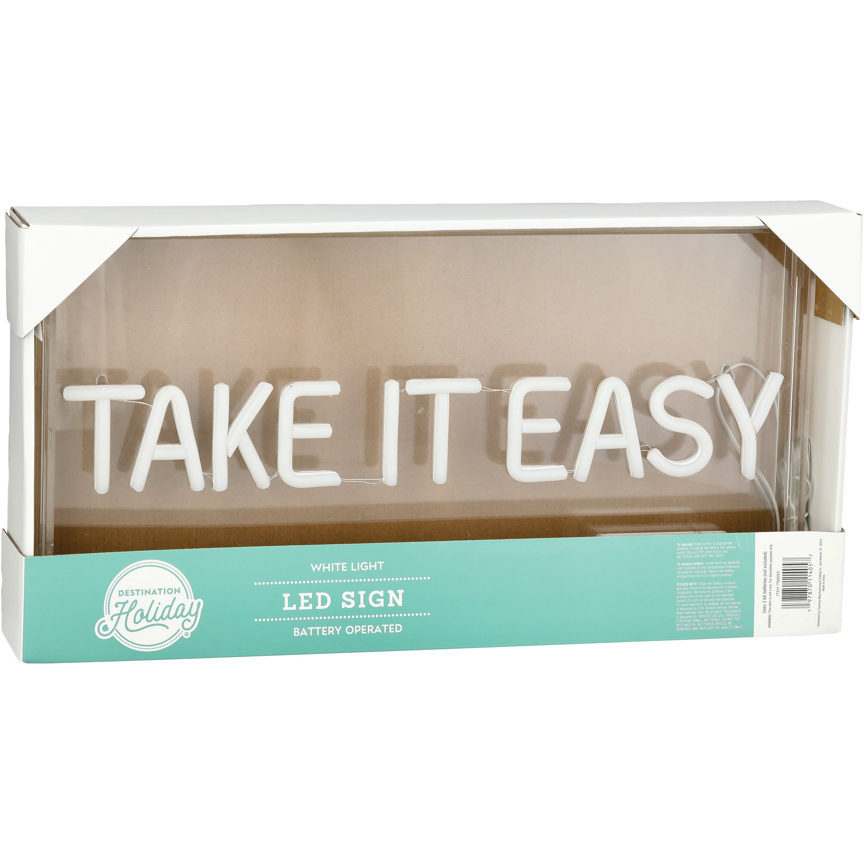 Destination Holiday Take It Easy Battery Operated Light Up Acrylic Sign ...
