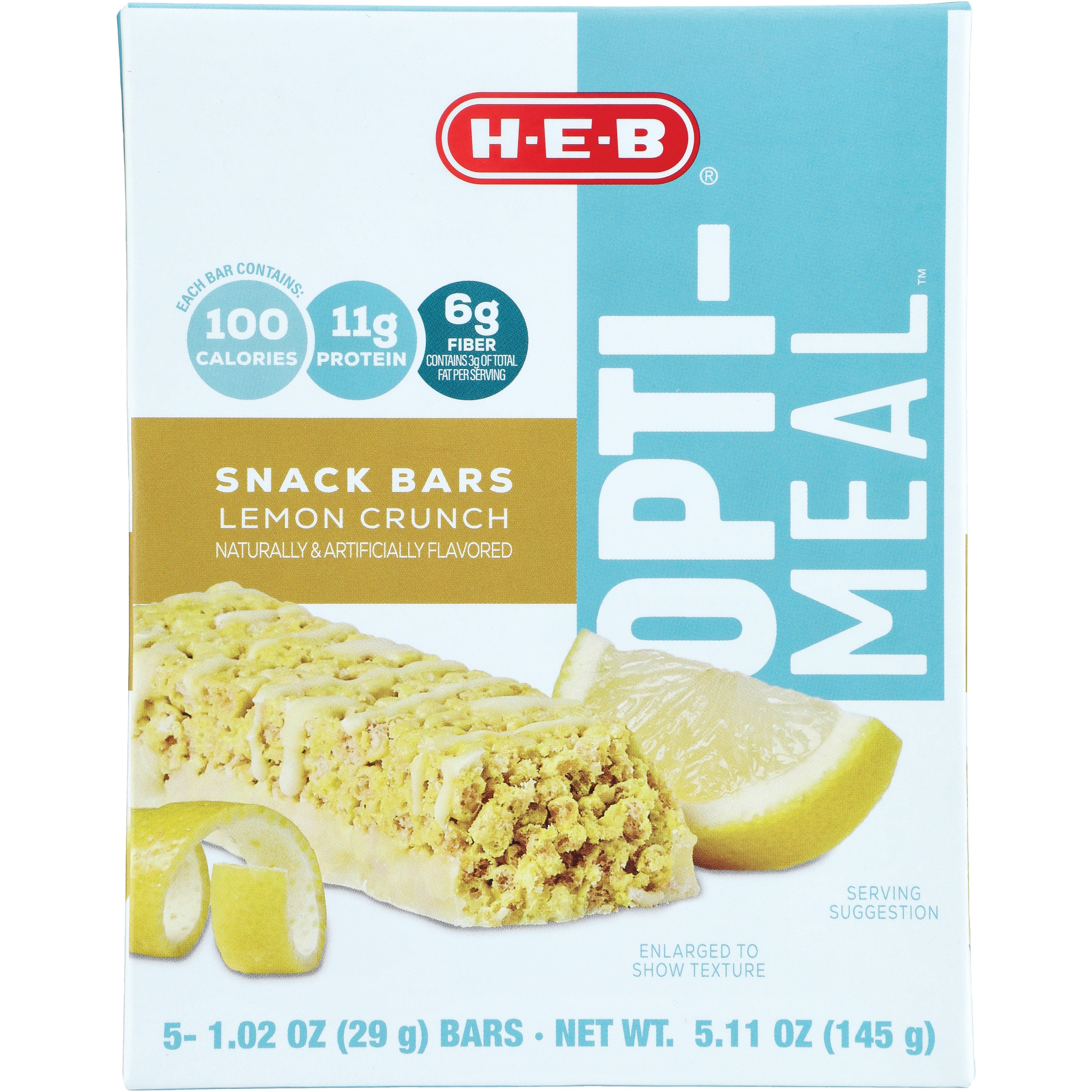 H-E-B OPTI-MEAL 11g Protein Snack Bars - Lemon Crunch - Shop Granola ...
