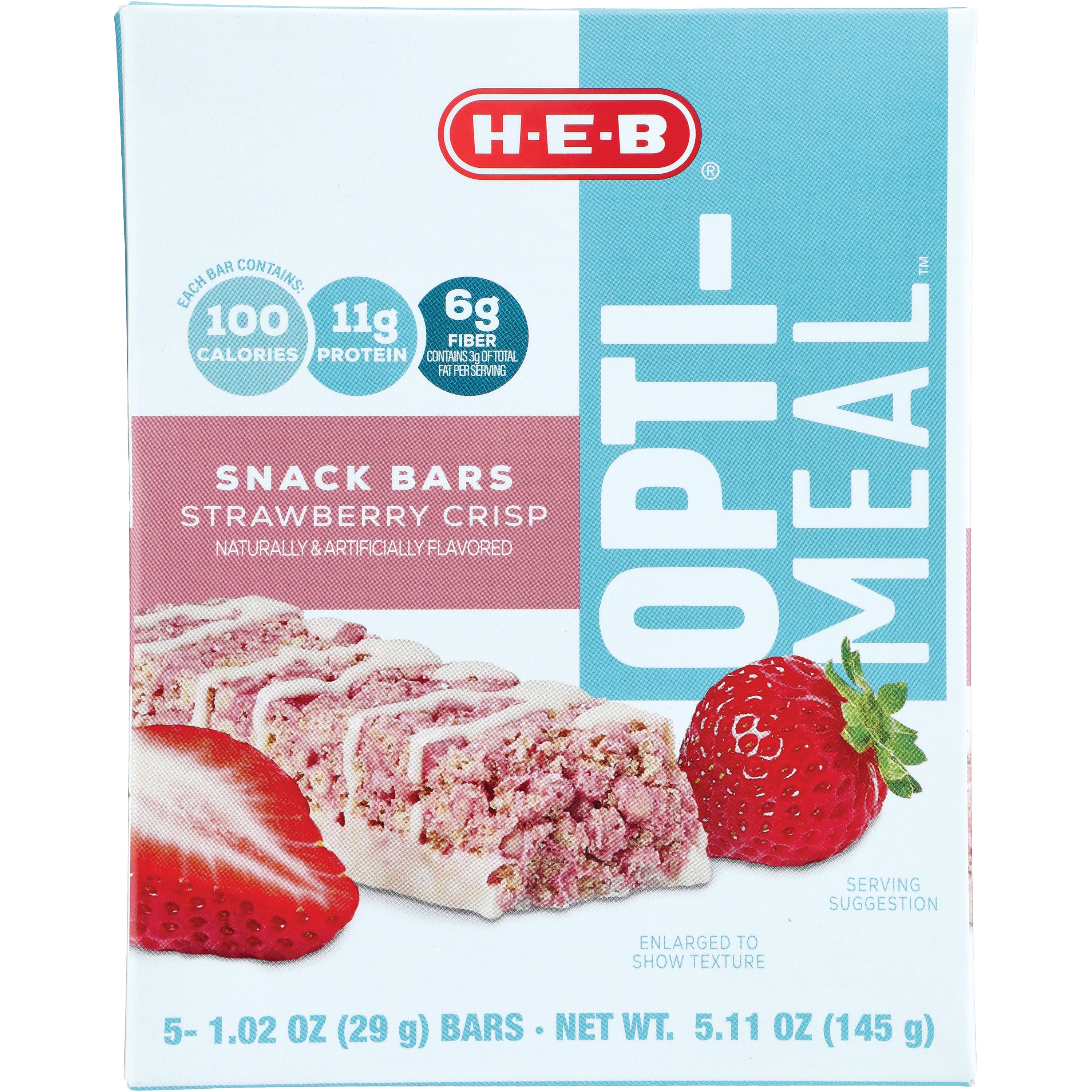 H-E-B OPTI-MEAL 11g Protein Snack Bars - Strawberry Crisp - Shop ...