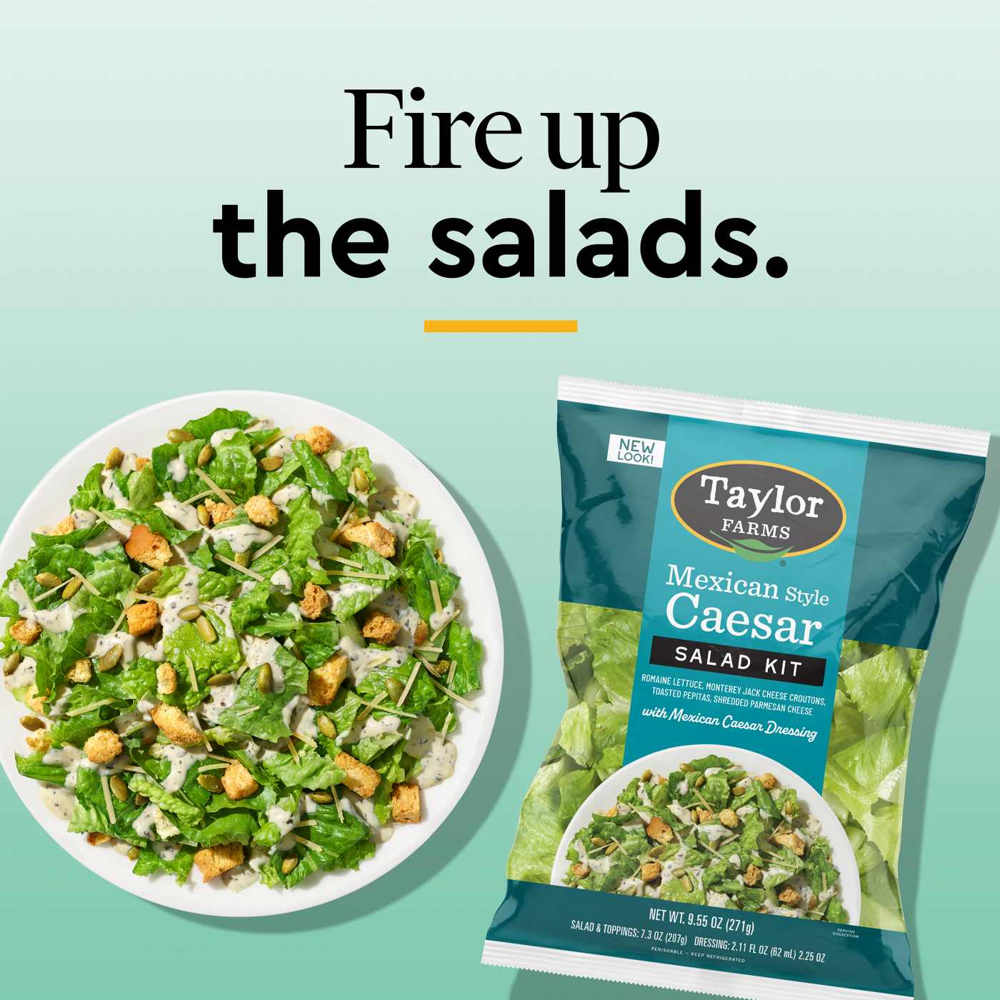 Taylor Farms Mexican Style Caesar Salad Kit - Shop Salads at H-E-B