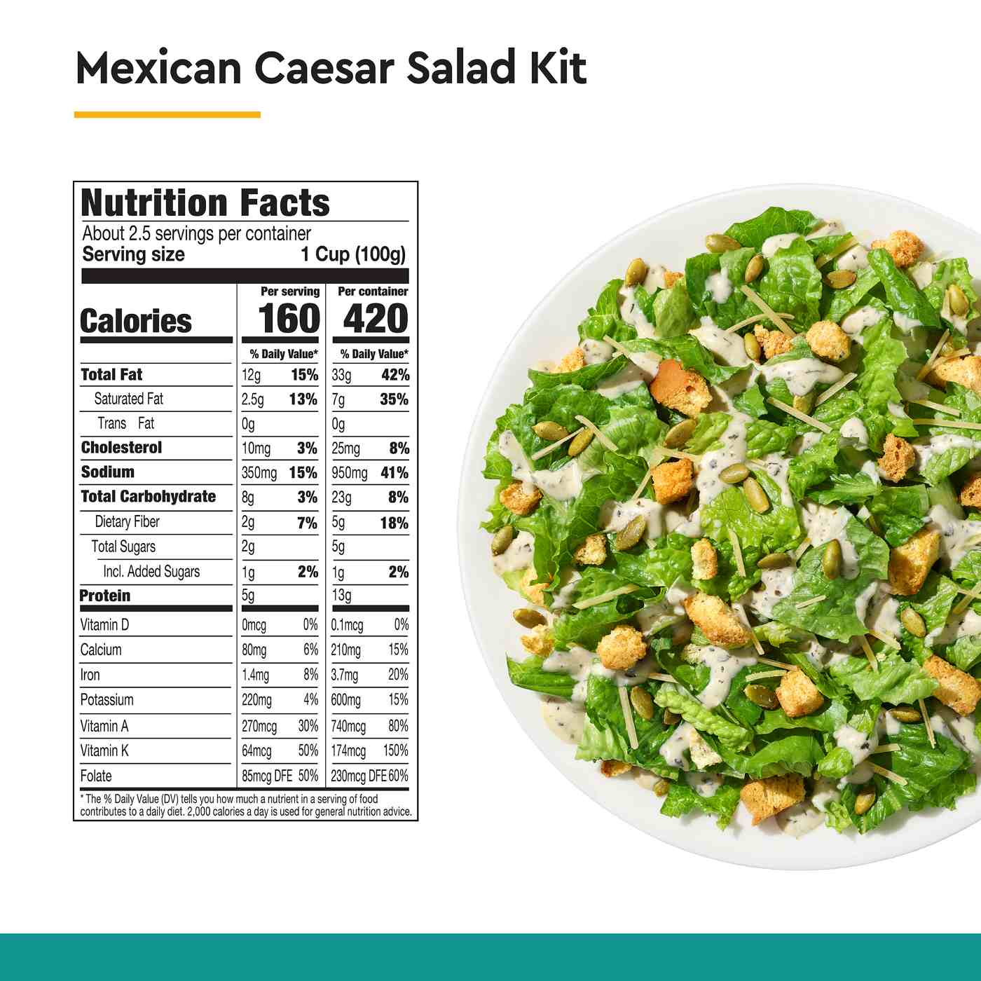 Taylor Farms Mexican Style Caesar Salad Kit - Shop Salads at H-E-B