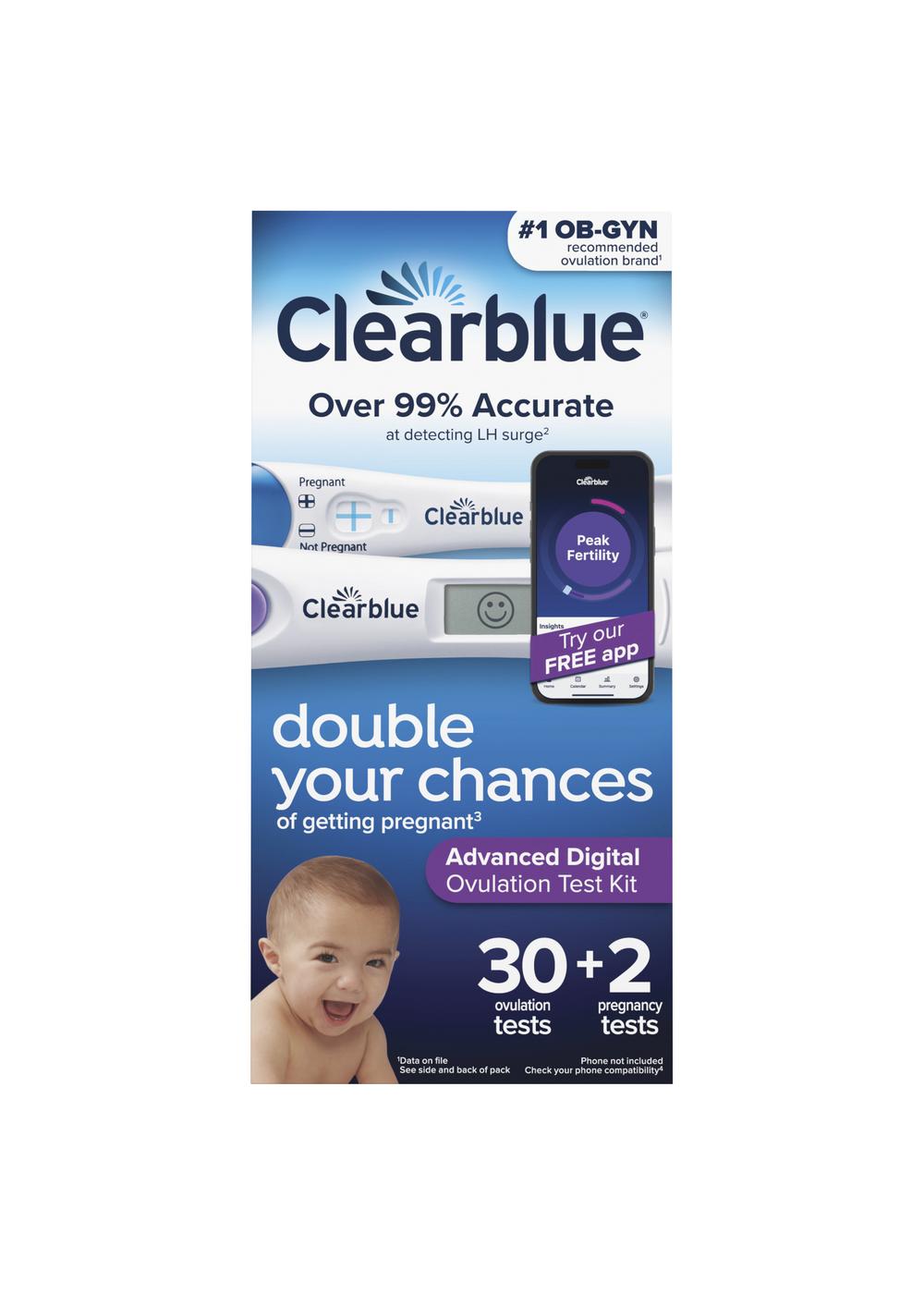 Clearblue Advanced Digital Ovulation Test Kit + 2 Pregnancy Tests ...