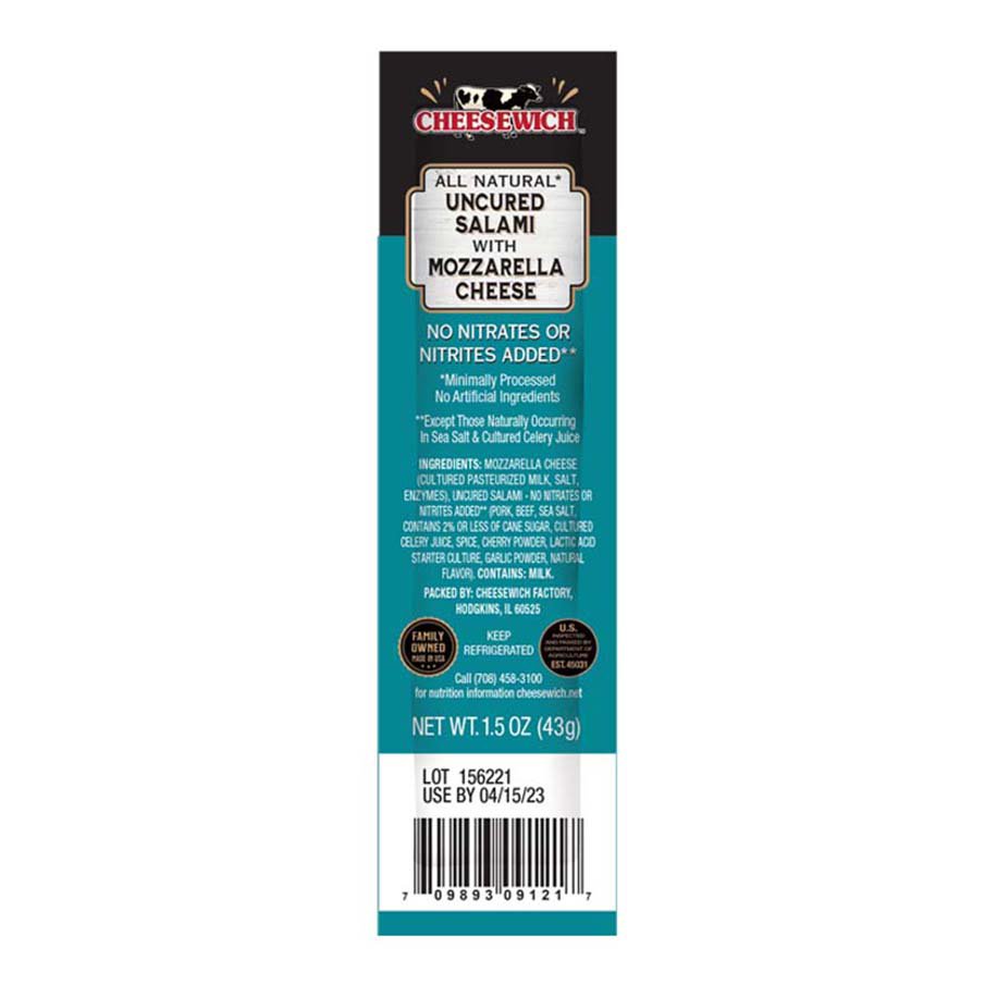 Cheesewich Uncured Salami with Mozzarella String Cheese - Shop Cheese ...
