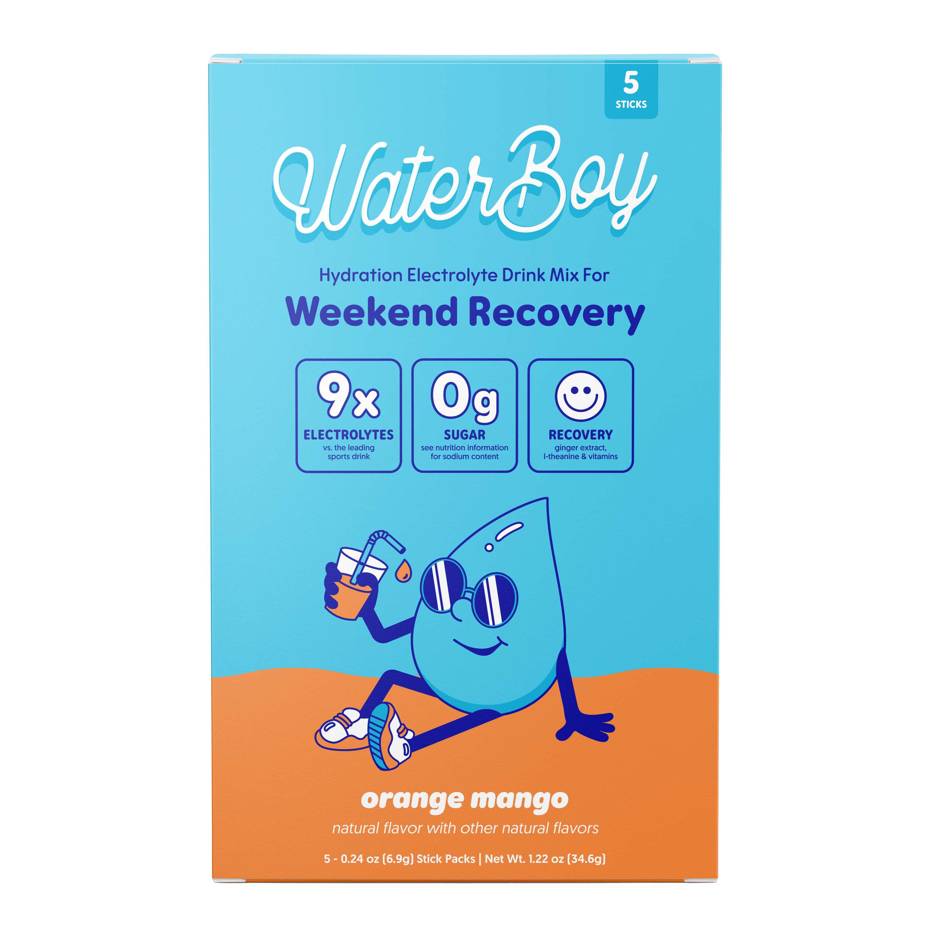 Waterboy Weekend Recovery Hydration Electrolyte Drink Mix Packets ...