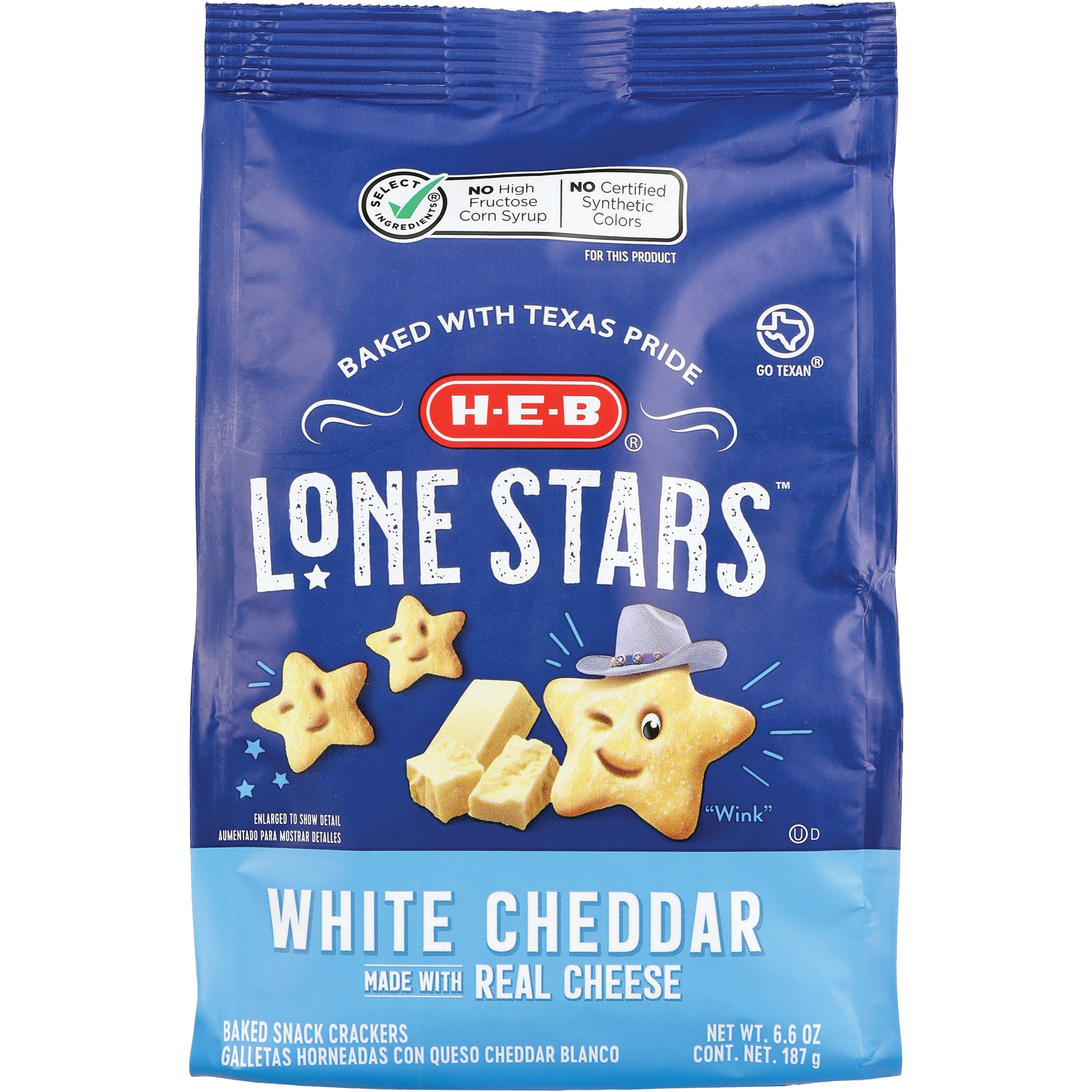 H-E-B White Cheddar Lone Stars Baked Snack Crackers - Shop Crackers ...