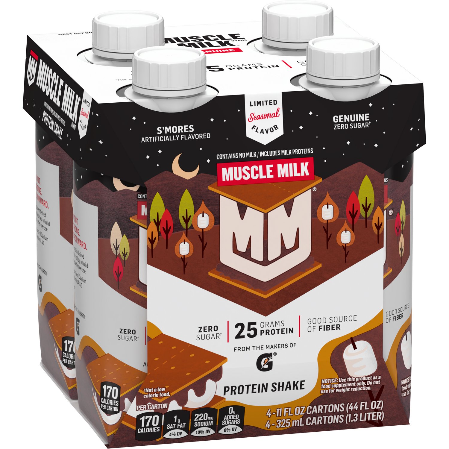 Muscle Milk Genuine Zero Sugar 25g Protein Shakes 4 pk Bottles - S ...