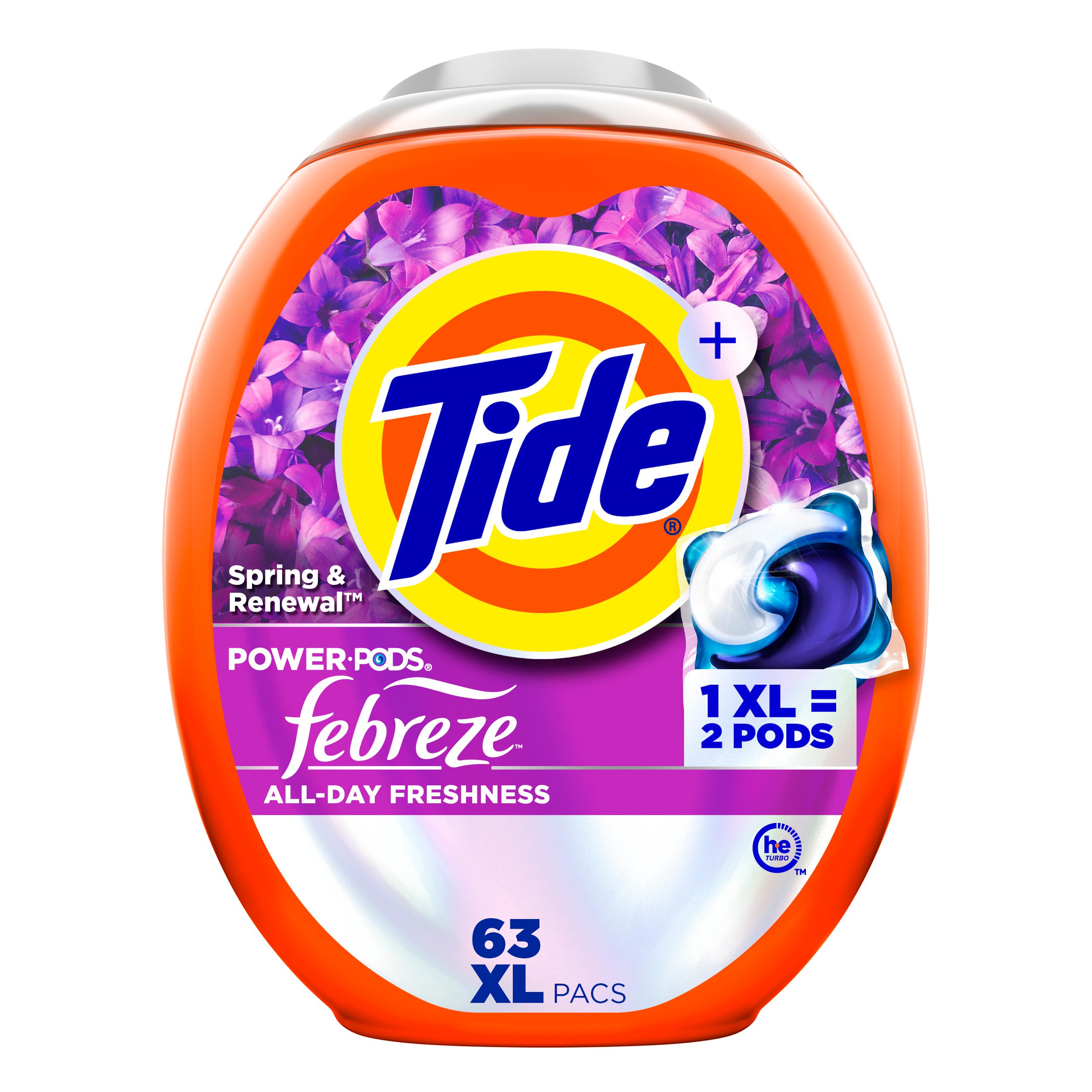 Tide Power PODS with Febreze Laundry Detergent Pacs, Spring & Renewal ...