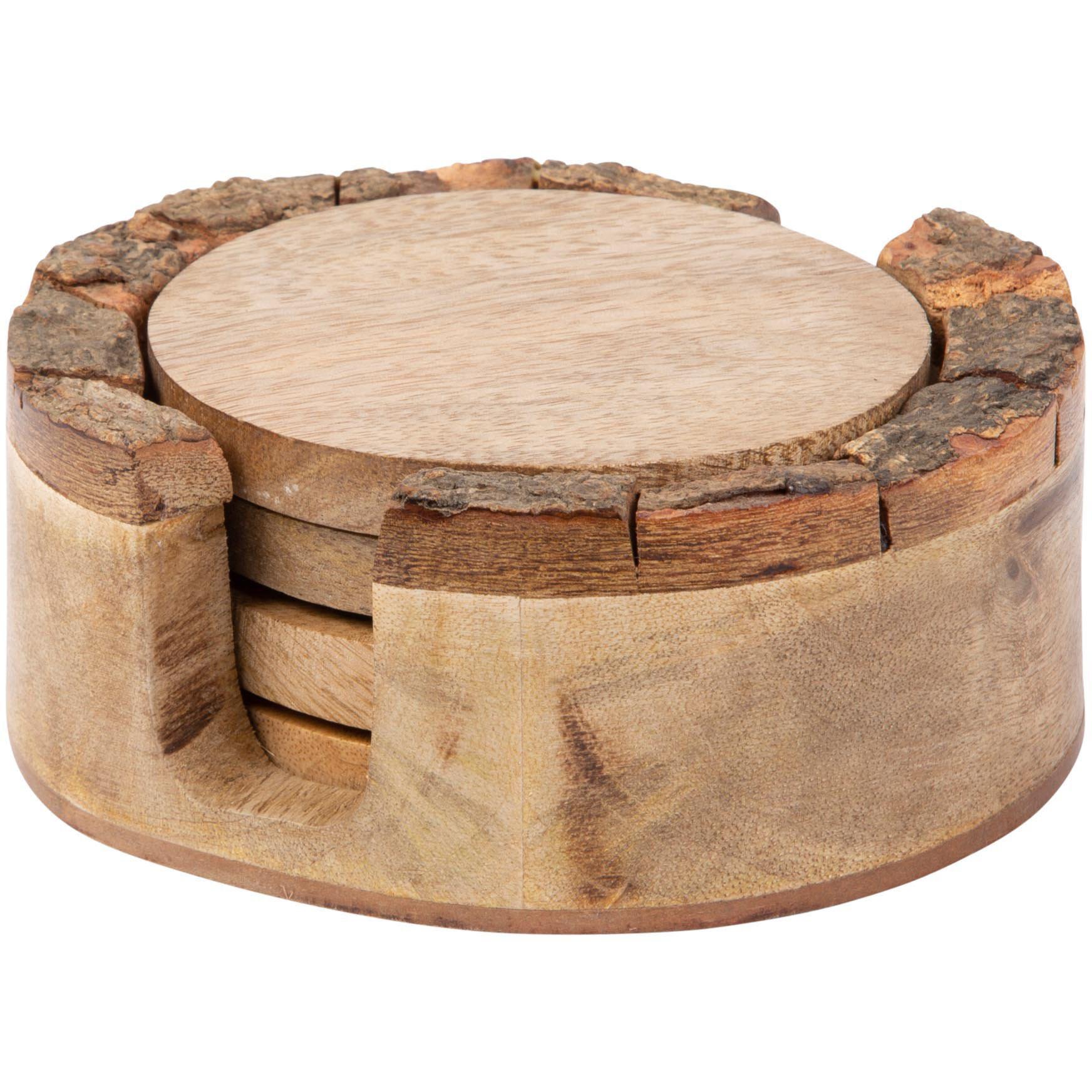 Home Essentials & Beyond Round Wooden Coaster Holder Set - Shop ...