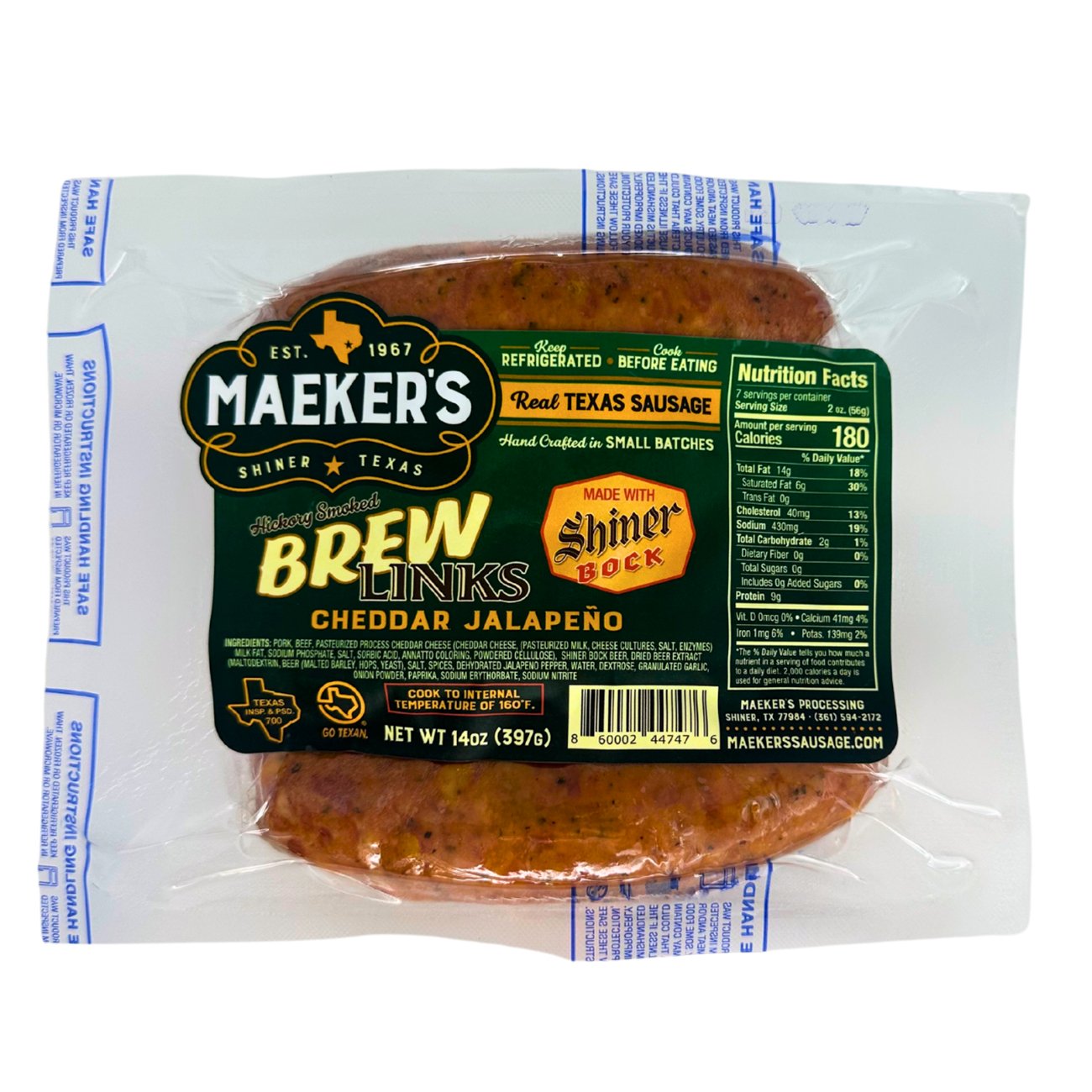 Maeker's Hickory Smoked Brew Links - Cheddar Jalapeno - Shop Sausage at ...