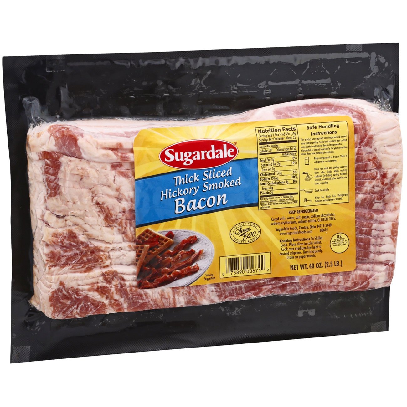 Sugardale Hickory Smoked Thick Slice Bacon, 40 oz | Low Prices ...
