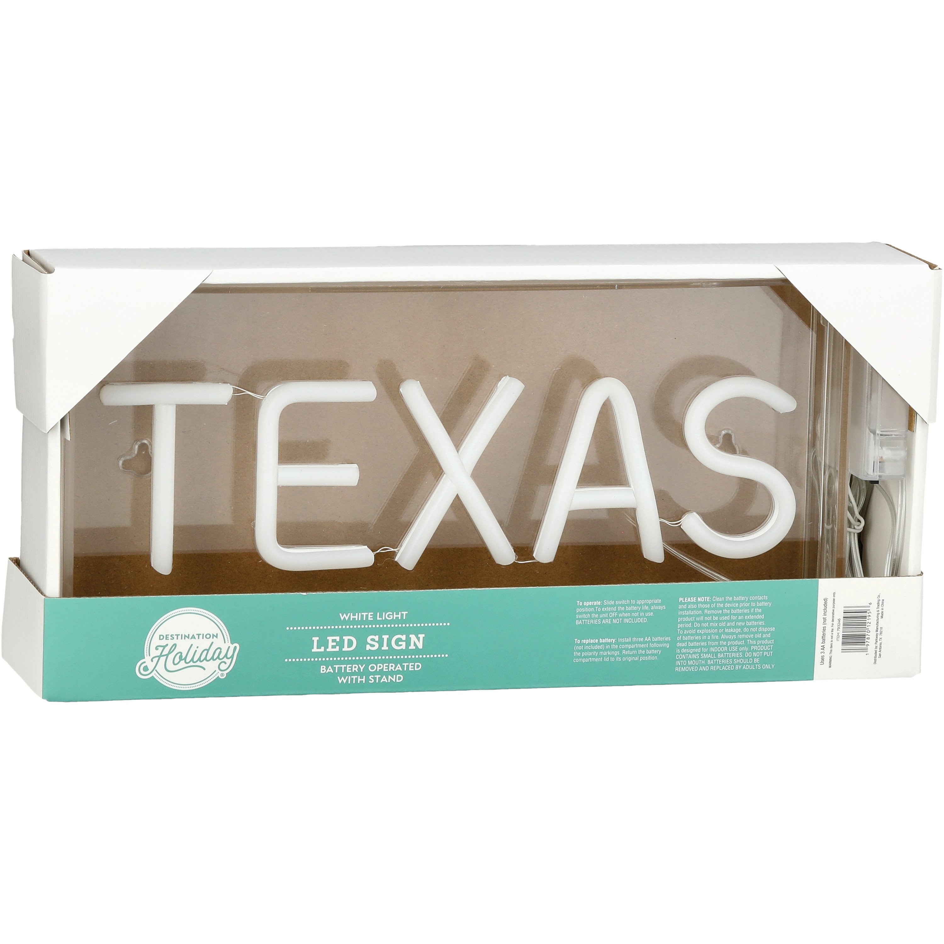 Destination Holiday Texas Battery Operated Light Up Acrylic Sign - Shop ...