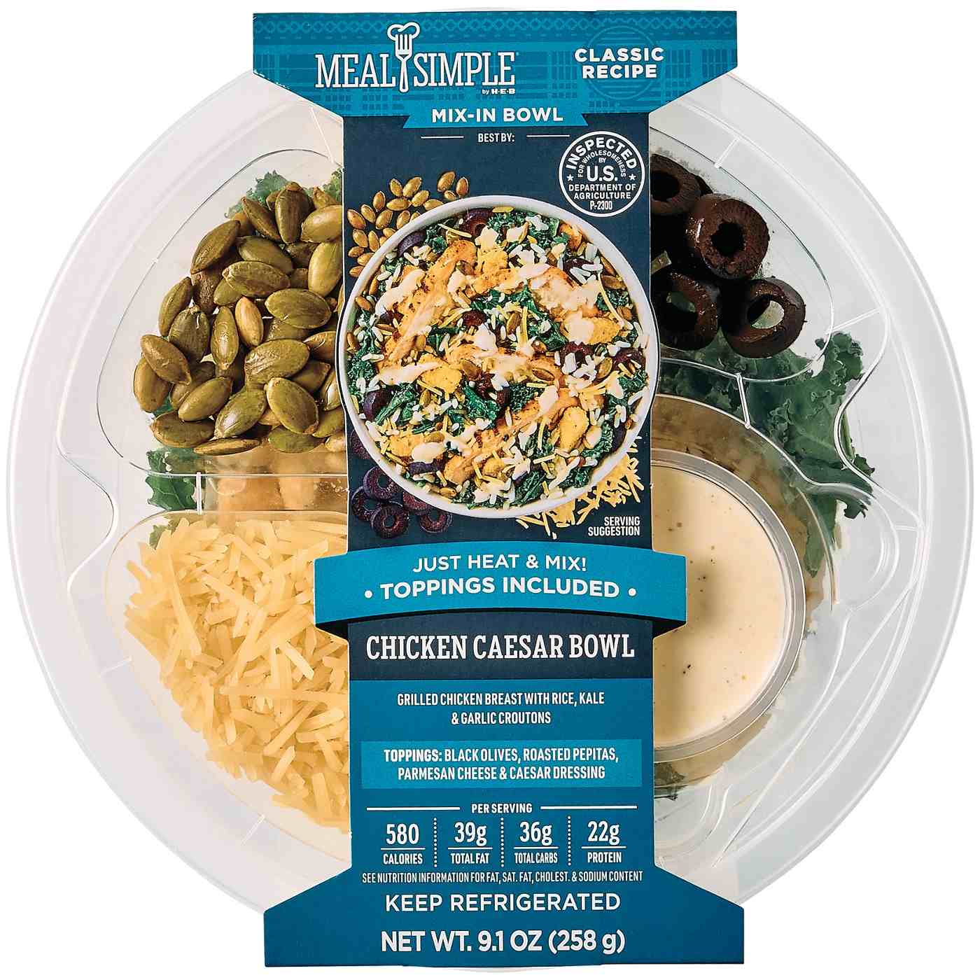 Meal Simple by H-E-B Chicken Caesar Mix-In Bowl - Shop Entrees & sides ...