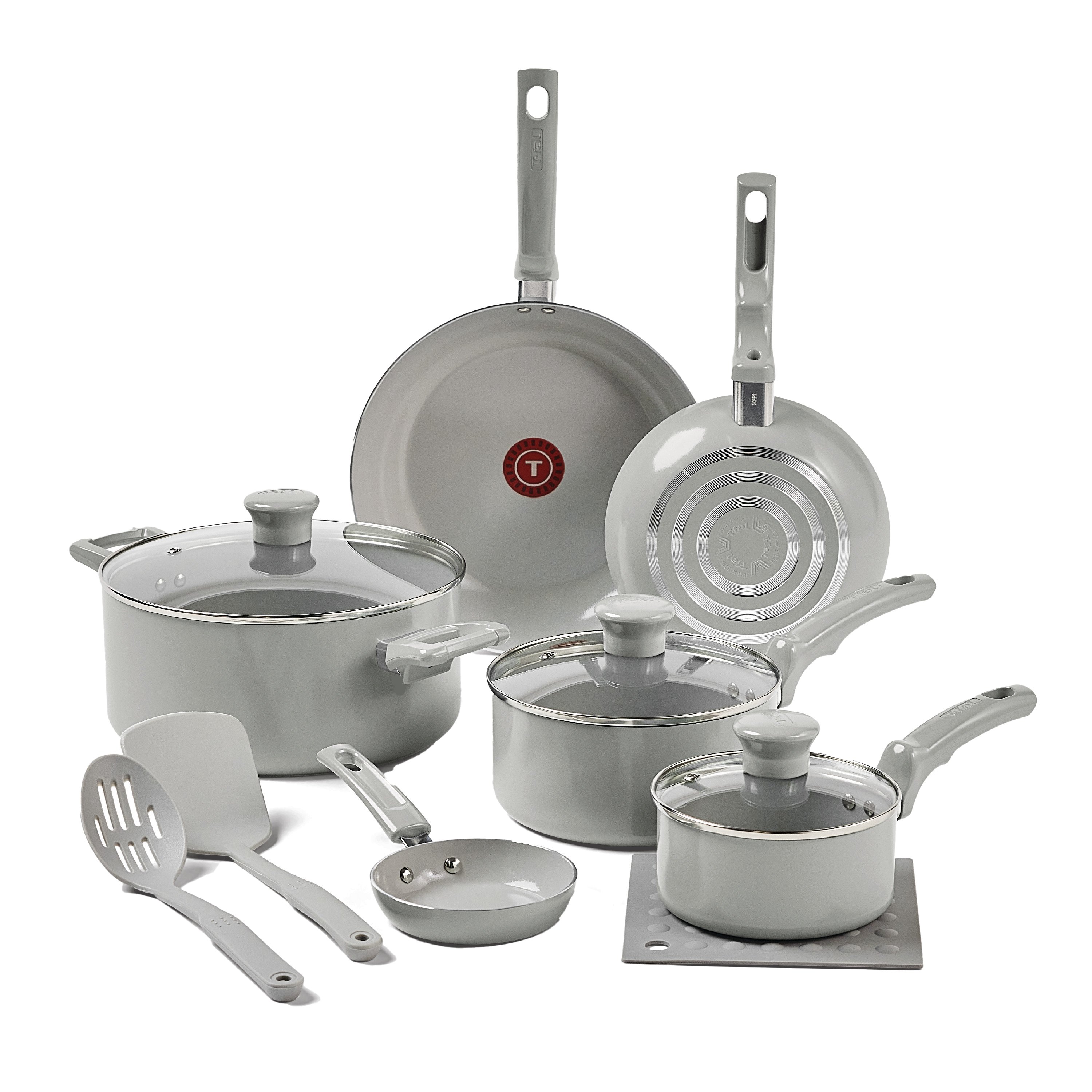 T-fal Essentials Ceramic Cookware Set - Grey - Shop Cookware sets at H-E-B