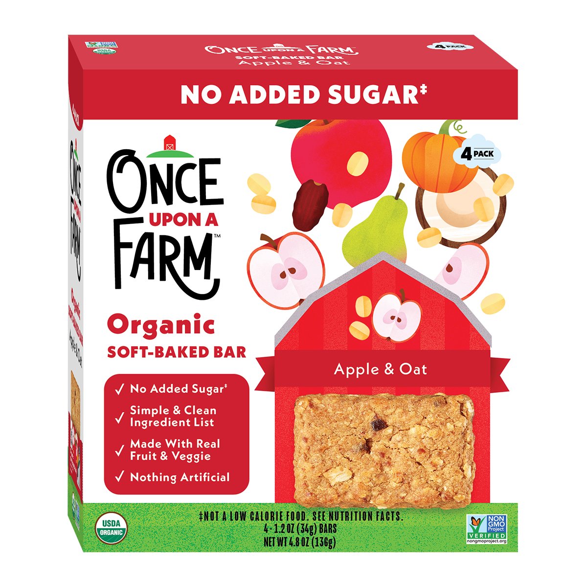 Once Upon A Farm Organic Soft Baked Bar - Apple & Oat - Shop Granola ...