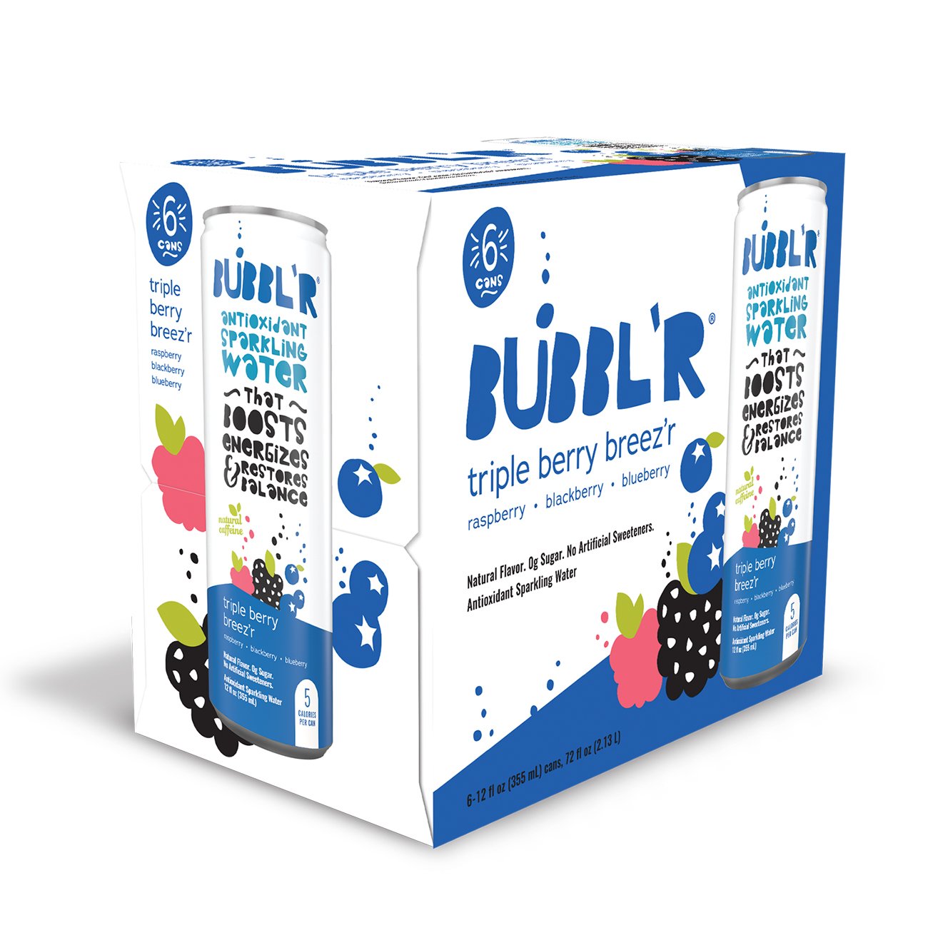 Bubbl'r Antioxidant Sparkling Water 6 pk Cans - Triple Berry Breez'r - Shop Water at H-E-B