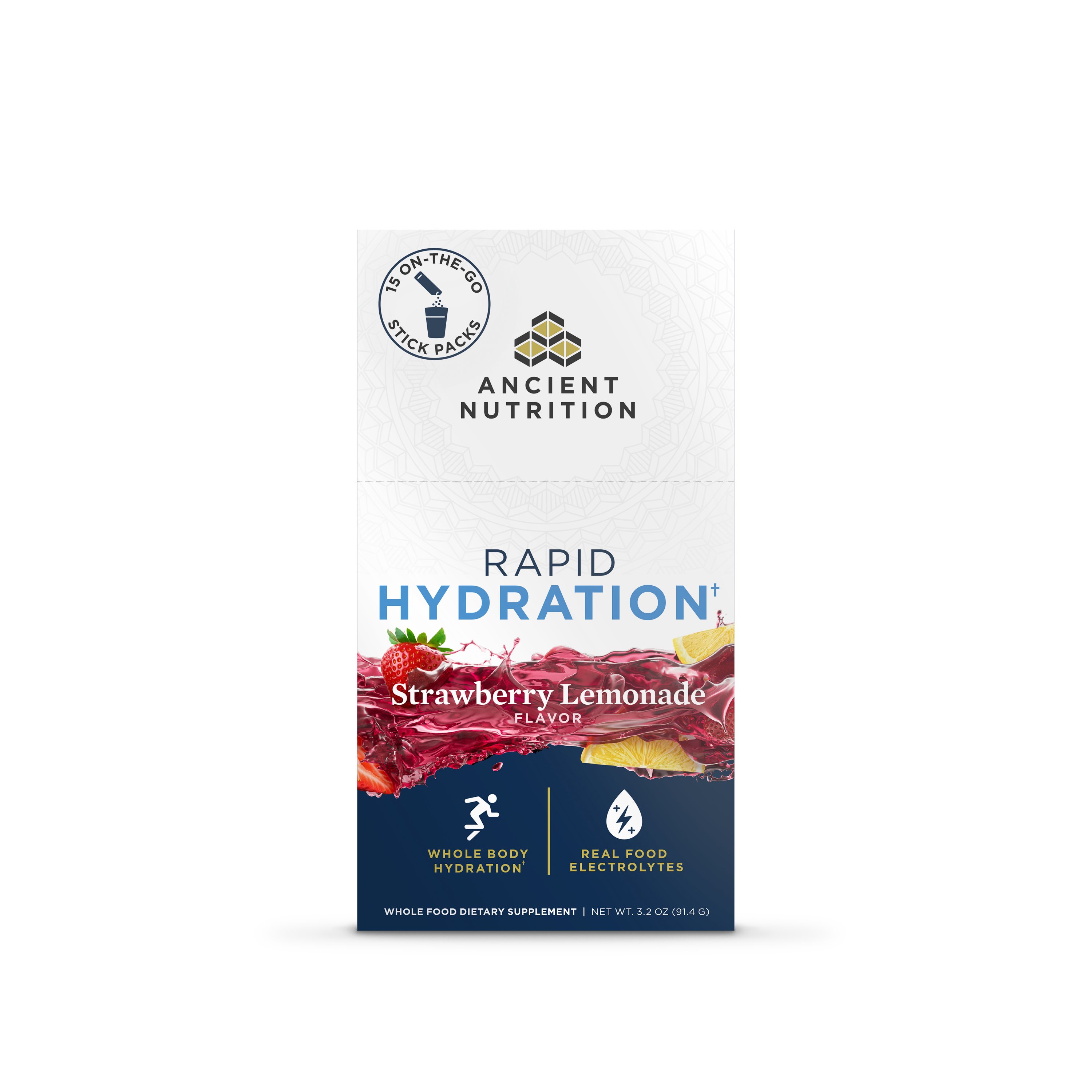 Ancient Nutrition Rapid Hydration Stick Packs - Strawberry Lemonade ...
