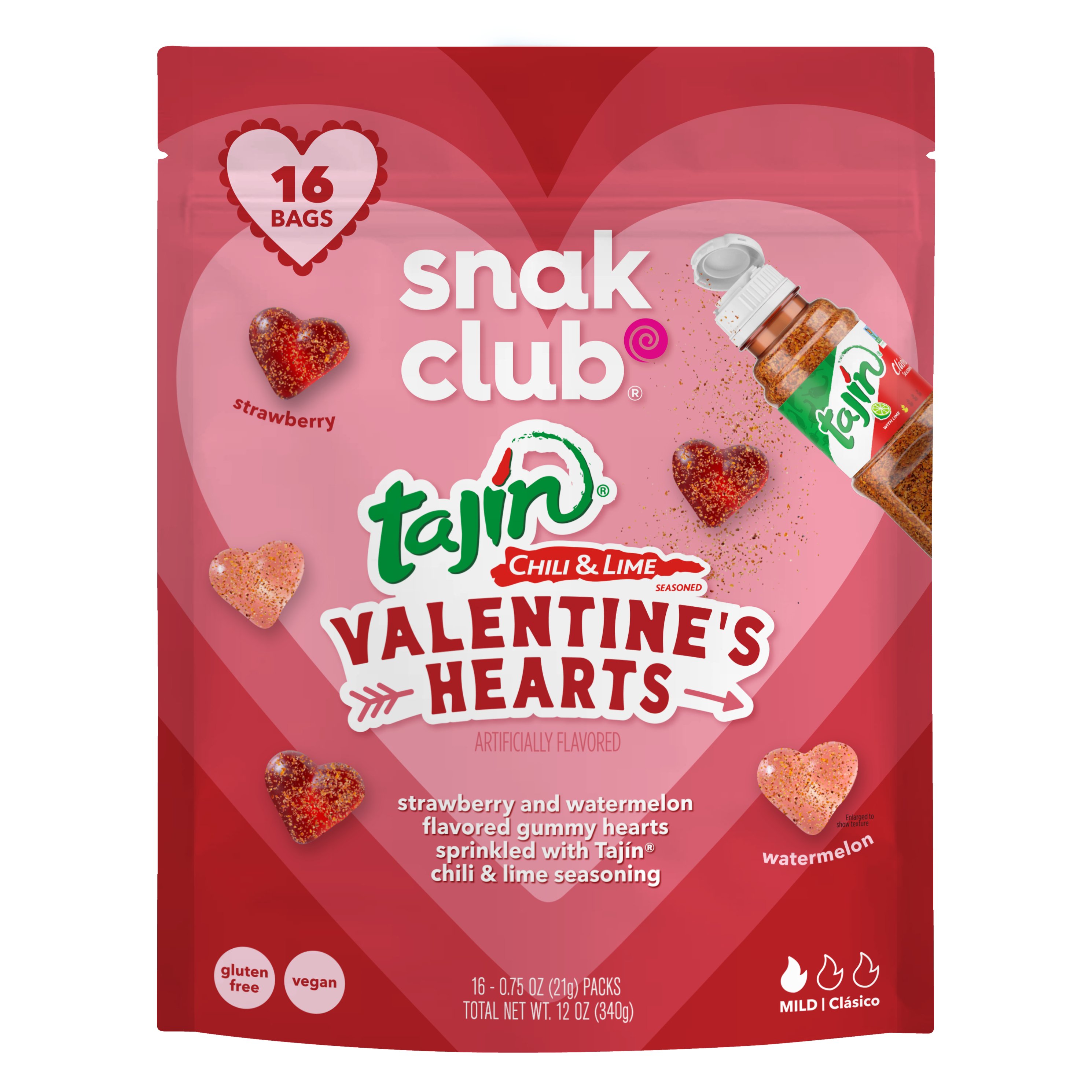 Snak Club Tajin Gummy Hearts Valentine's Exchange Candy - Shop Candy at ...