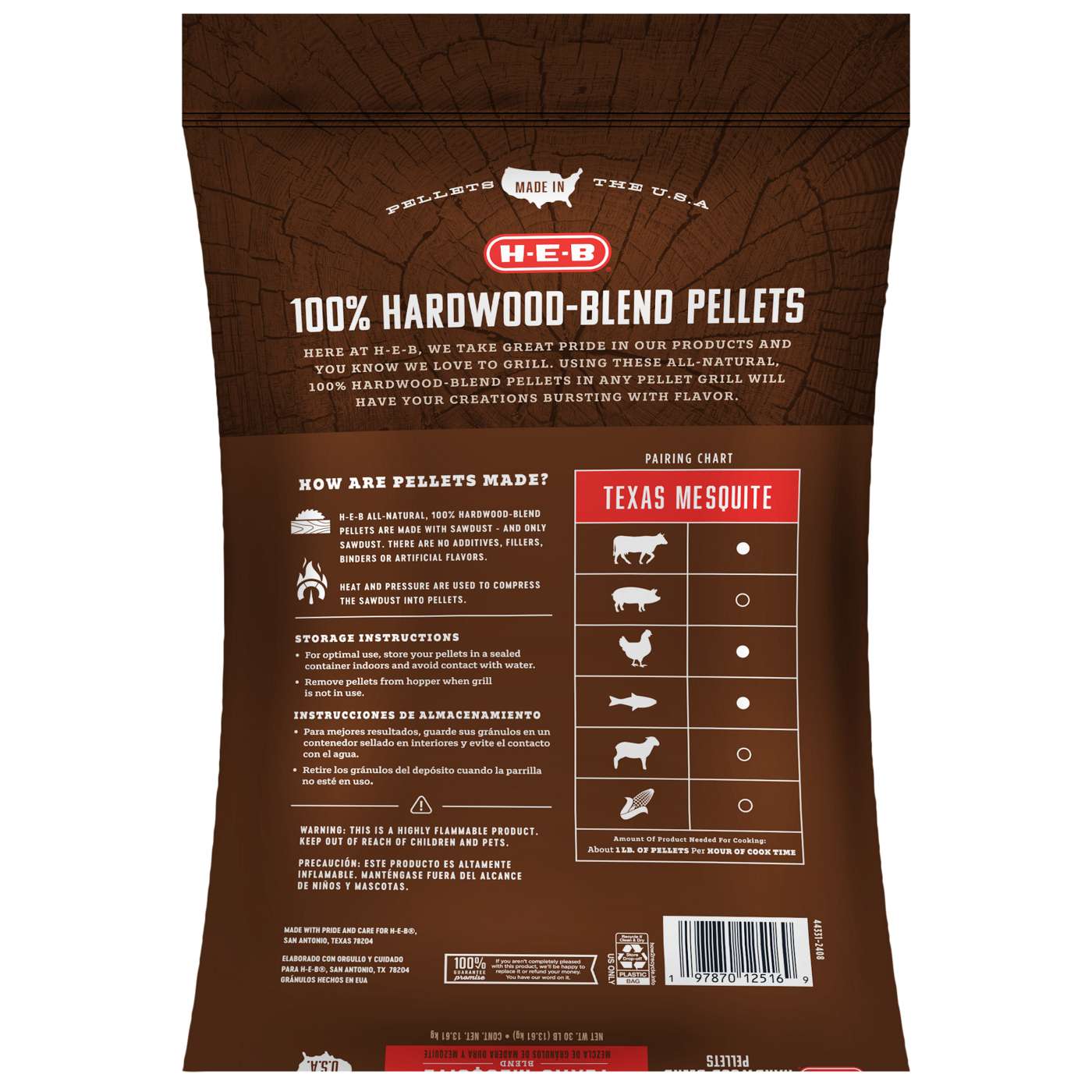 H-E-B 100% Hardwood-Blend Pellets - Texas Mesquite - Shop Charcoal ...