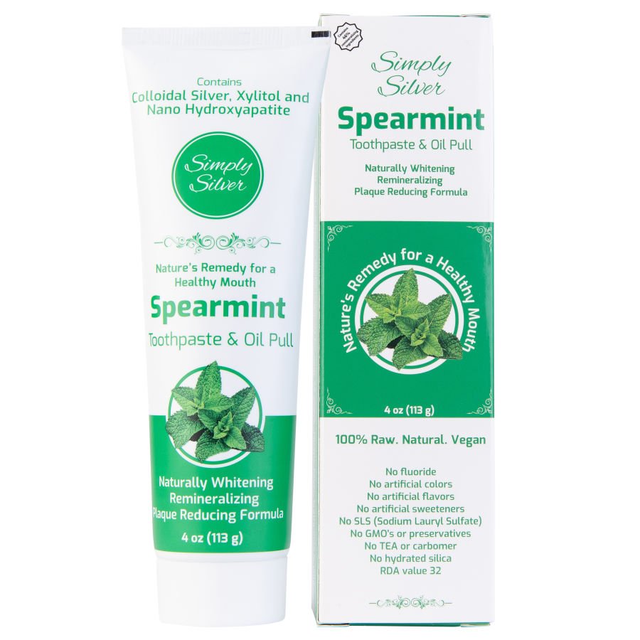 Simply Silver Natural Whitening Toothpaste & Oil Pull - Spearmint ...