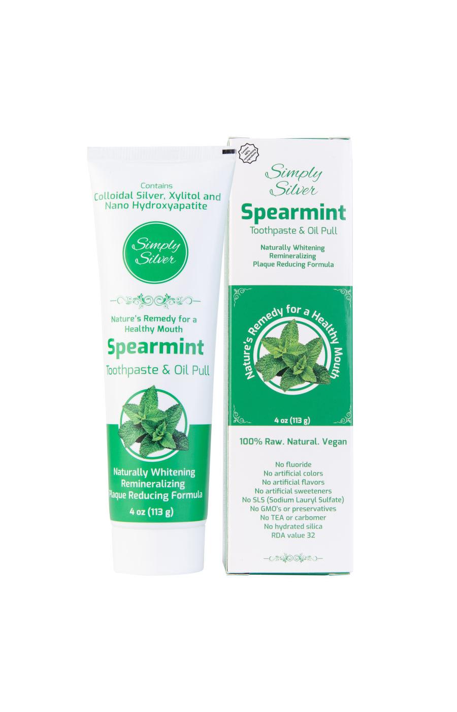 Simply Silver Natural Whitening Toothpaste & Oil Pull - Spearmint ...