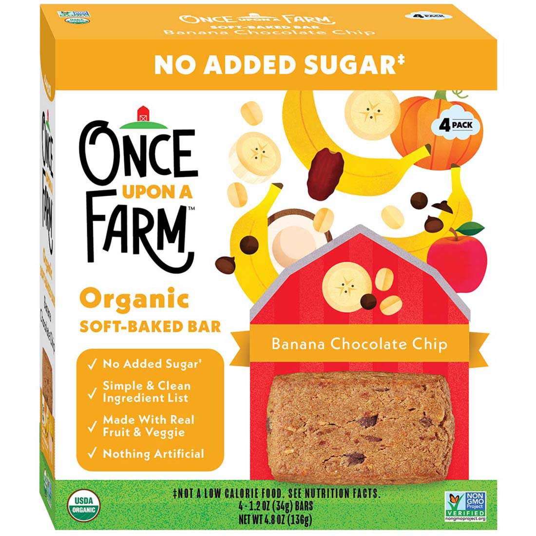 Once Upon a Farm Organic Soft-Baked Bar - Banana Chocolate Chip - Shop ...
