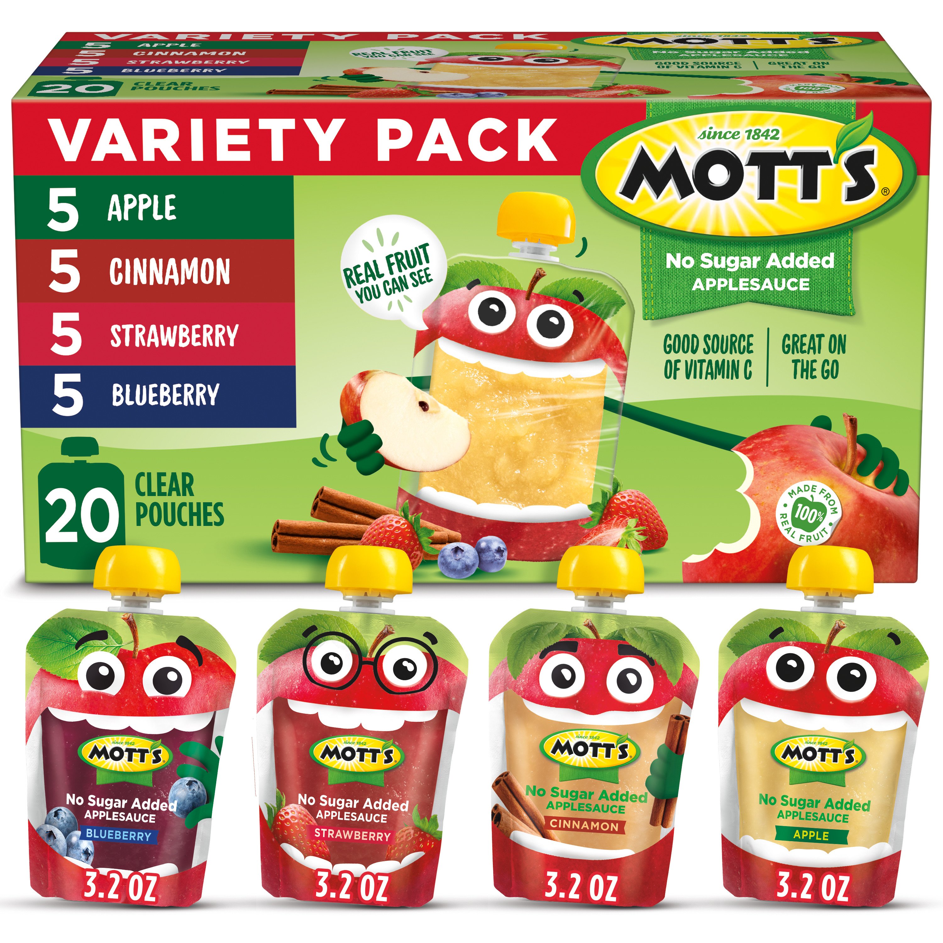 Mott's No Sugar Added Applesauce Variety Pack 20 pk Pouches - Shop ...
