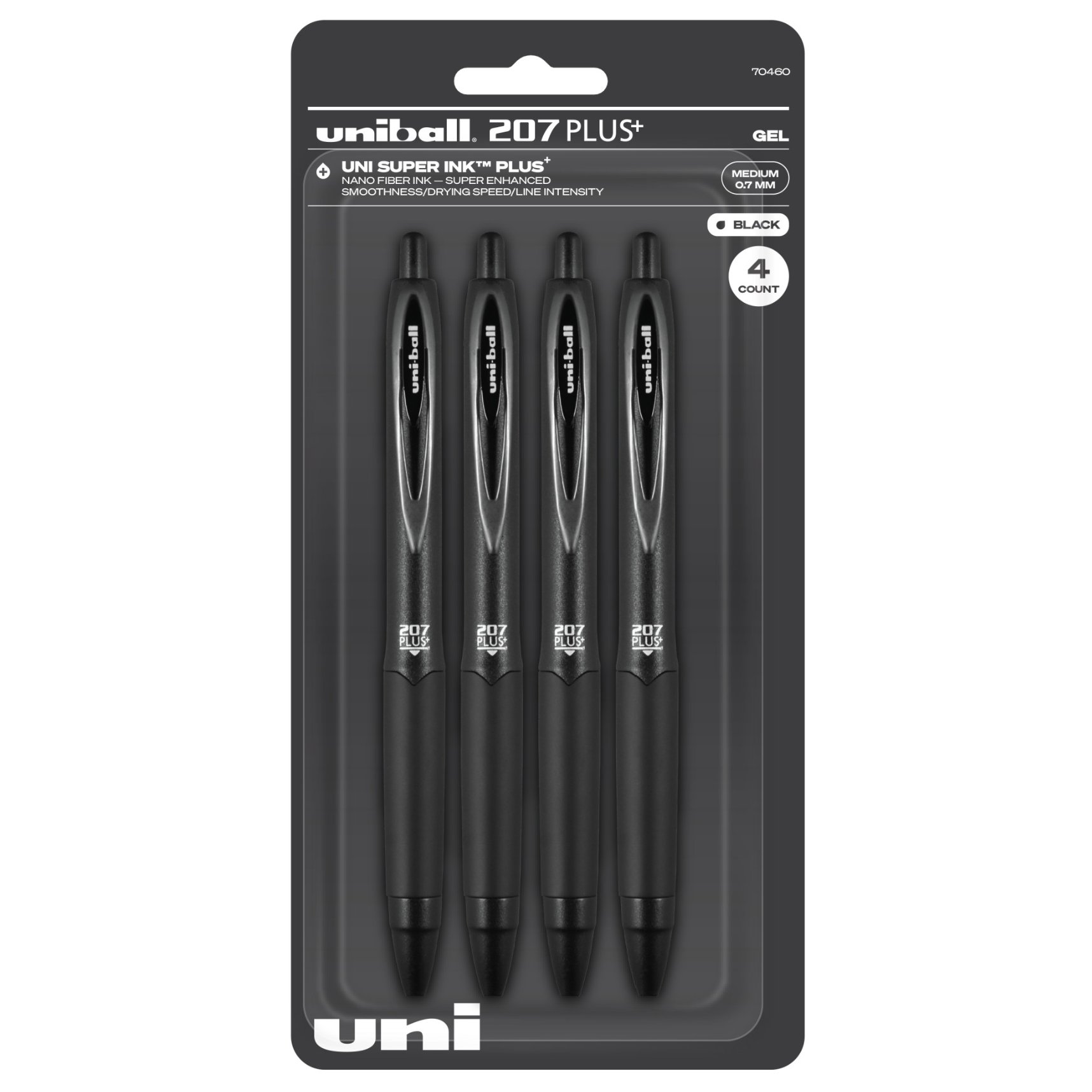 uniball 207 Plus+ 0.7mm Retractable Gel Pens - Black Ink - Shop Pens at ...
