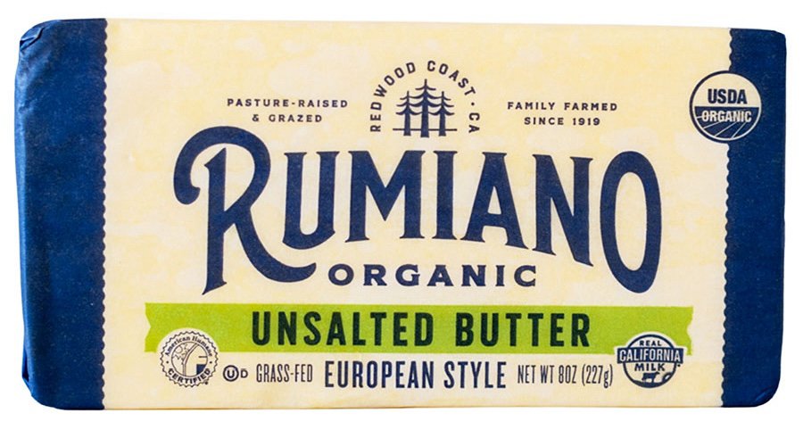 Rumiano Organic Grass-Fed European Style Unsalted Butter, 8 oz ...