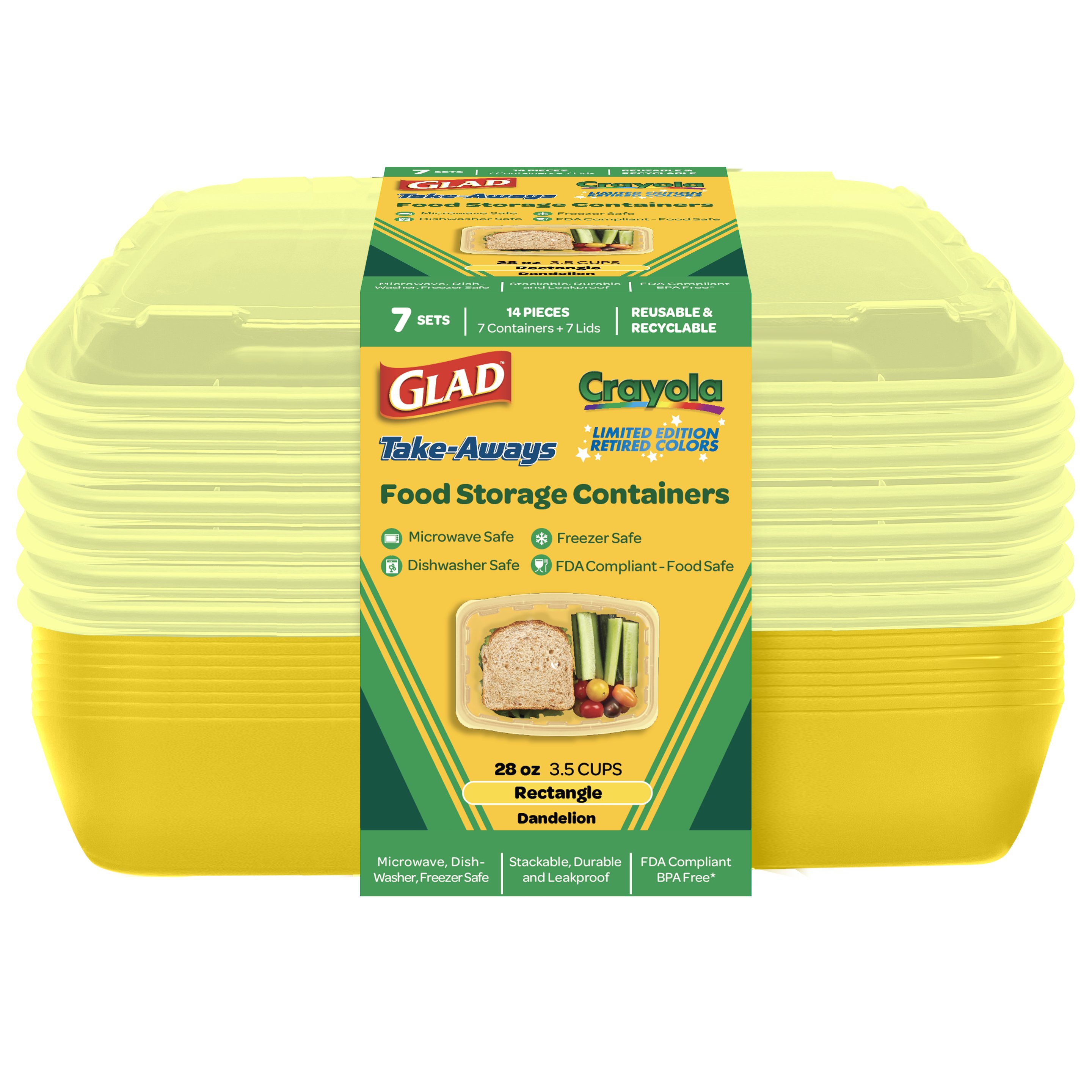 Glad Crayola Take-Aways Food Storage Containers - Yellow, 7 pk - Shop ...