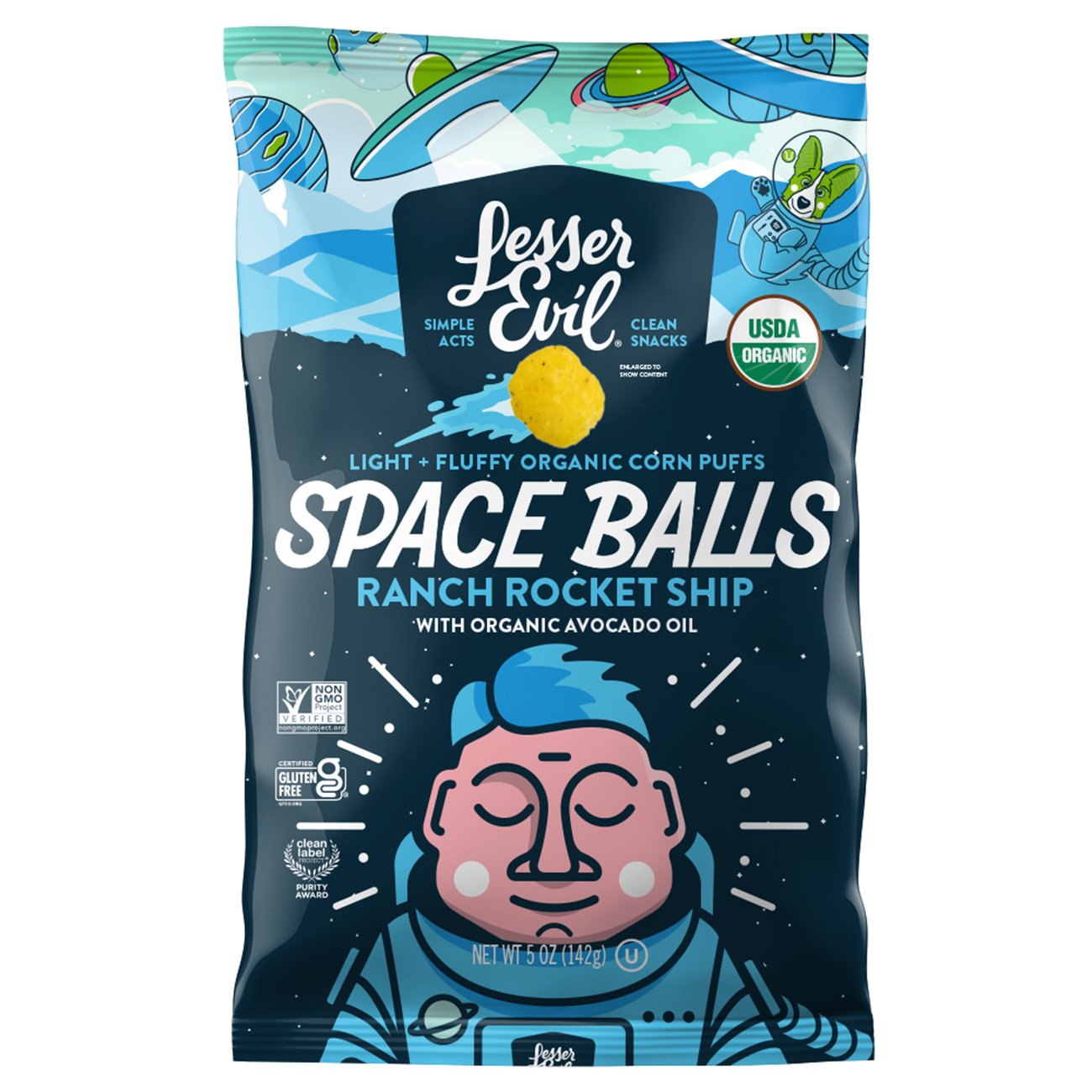 LesserEvil Space Balls Ranch Rocket Ship Organic Corn Puffs - Shop ...