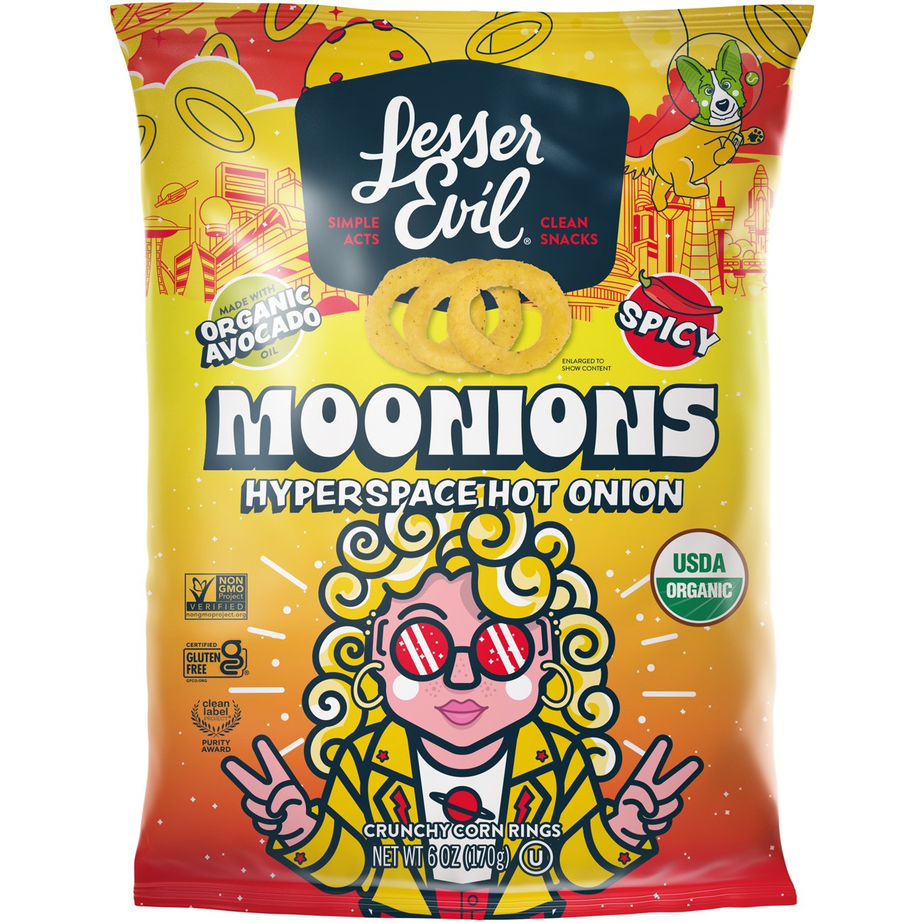 Lesser Evil Moonions Hyperspace Hot Onion Organic Corn Rings - Shop ...