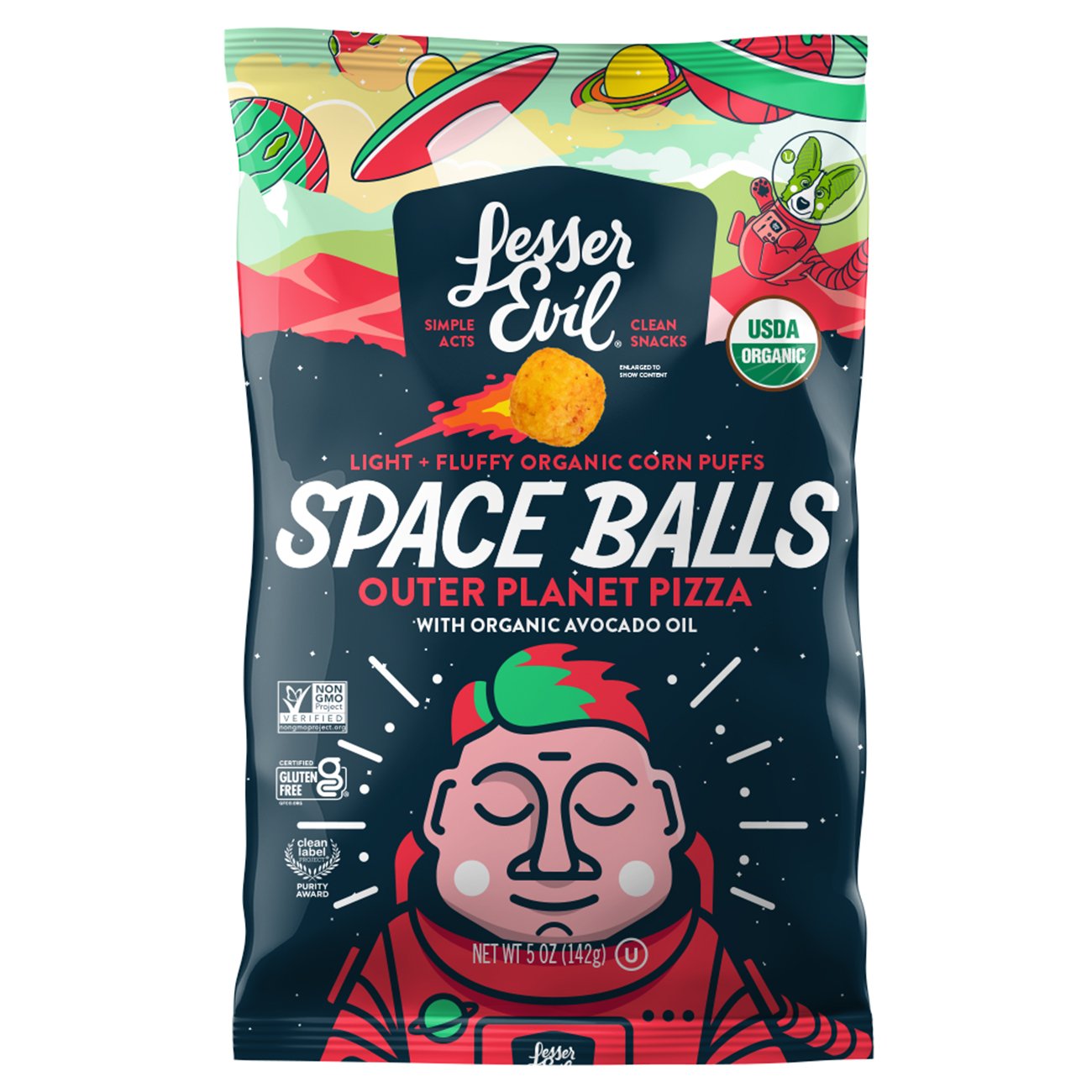 LesserEvil Space Balls Outer Planet Pizza Organic Corn Puffs - Shop ...