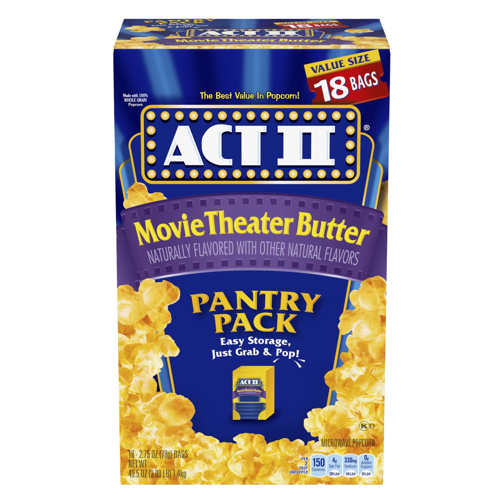ACT II Movie Theater Butter Microwave Popcorn Pantry Packs - Shop ...