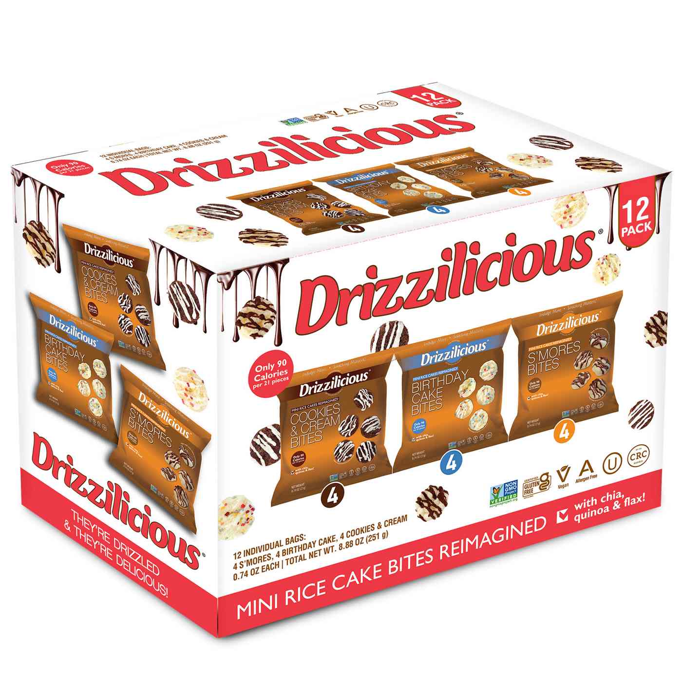 Drizzilicious Mini Rice Cakes Variety Pack Snack Box - Shop Rice cakes ...