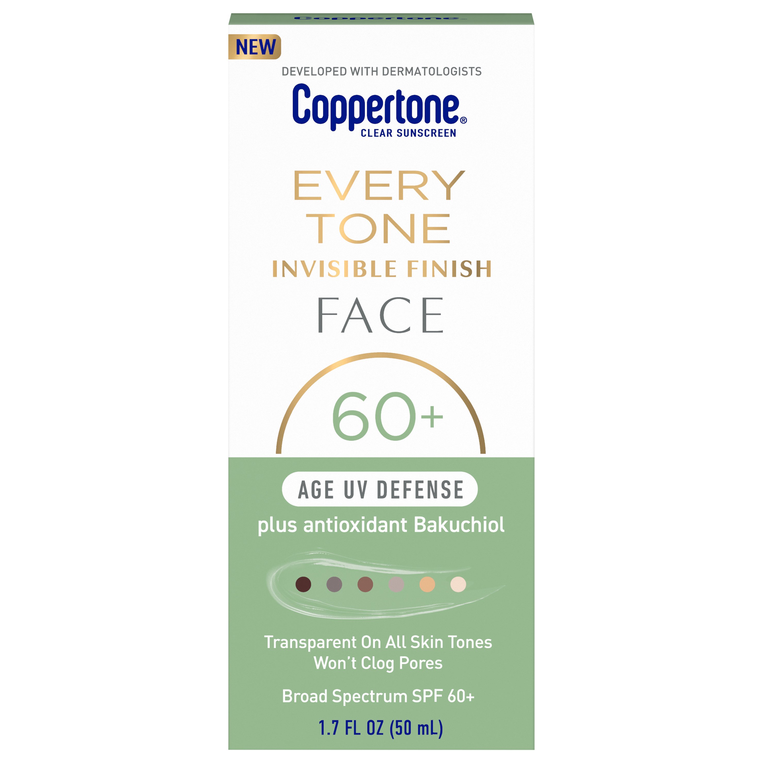 Coppertone Every Tone Invisible Finish Face Sunscreen Age UV Defense ...