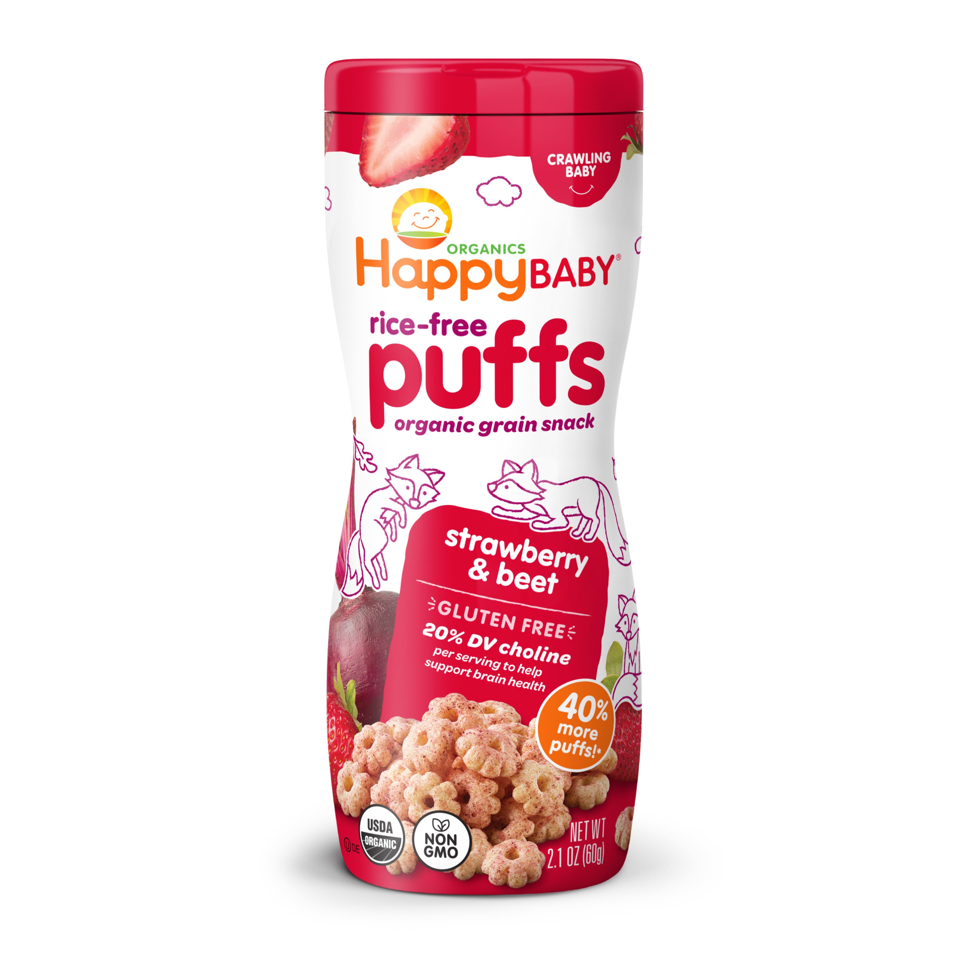 Happy Baby Organic Rice-Free Puffs - Strawberry & Beet - Shop Toddler ...